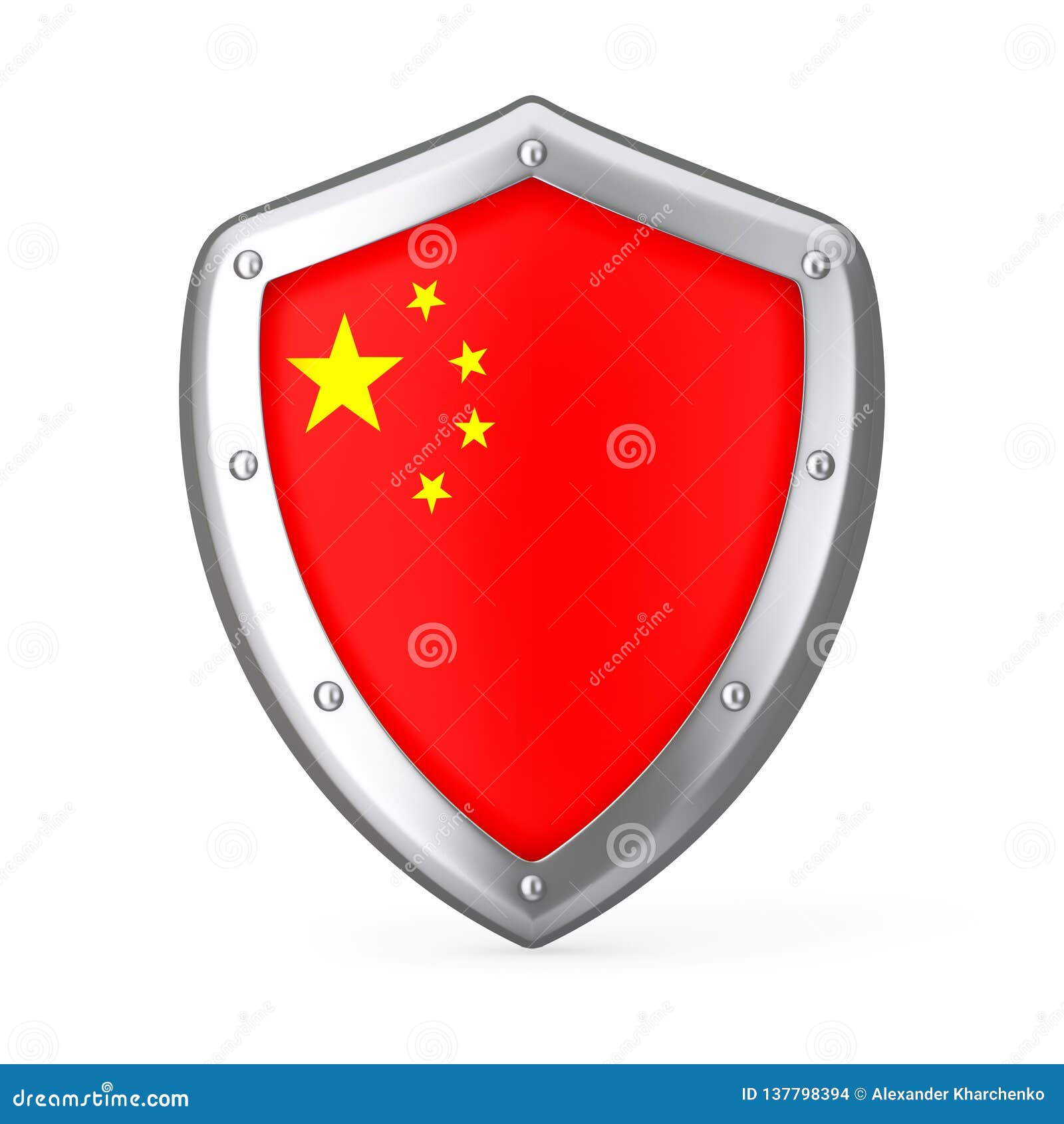 Shield with Flag of China. 3d Rendering Stock Illustration ...