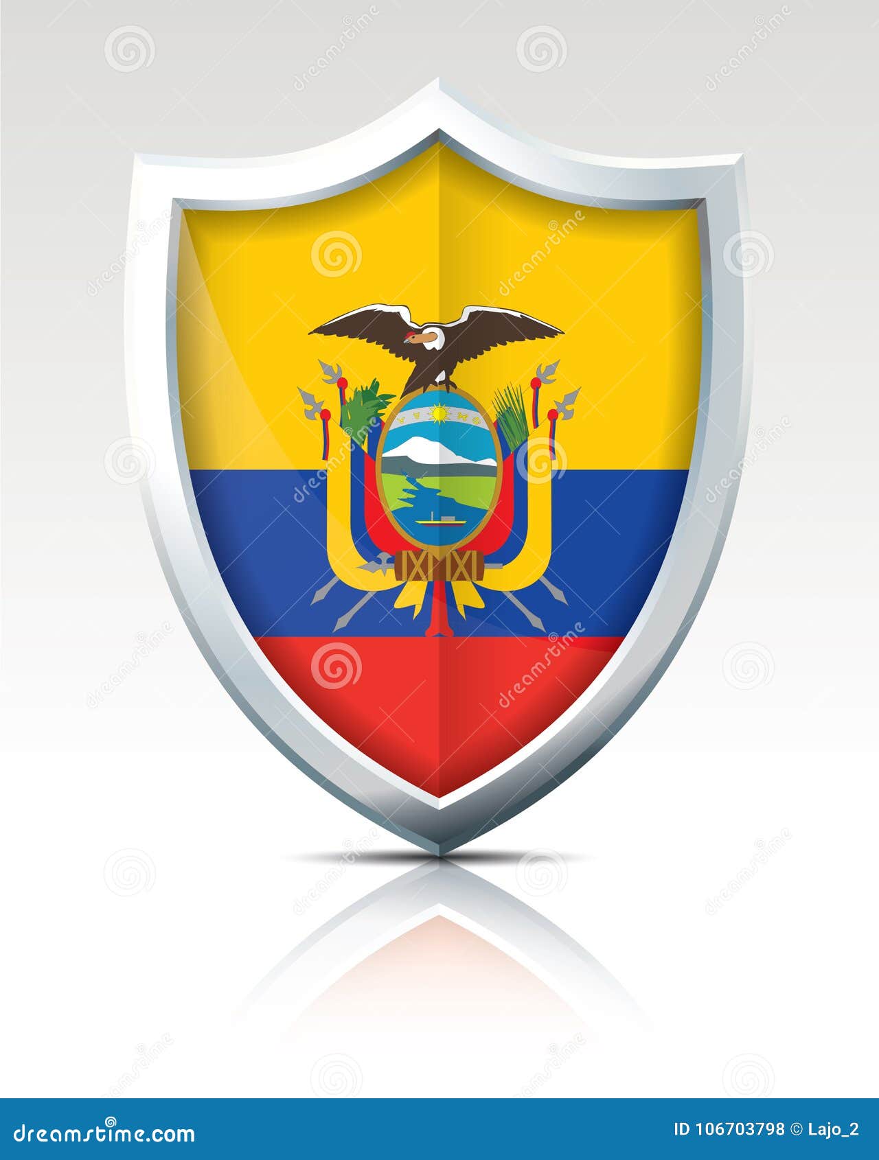 Shield with Flag of Ecuador Stock Vector - Illustration of district, isolated: 106703798