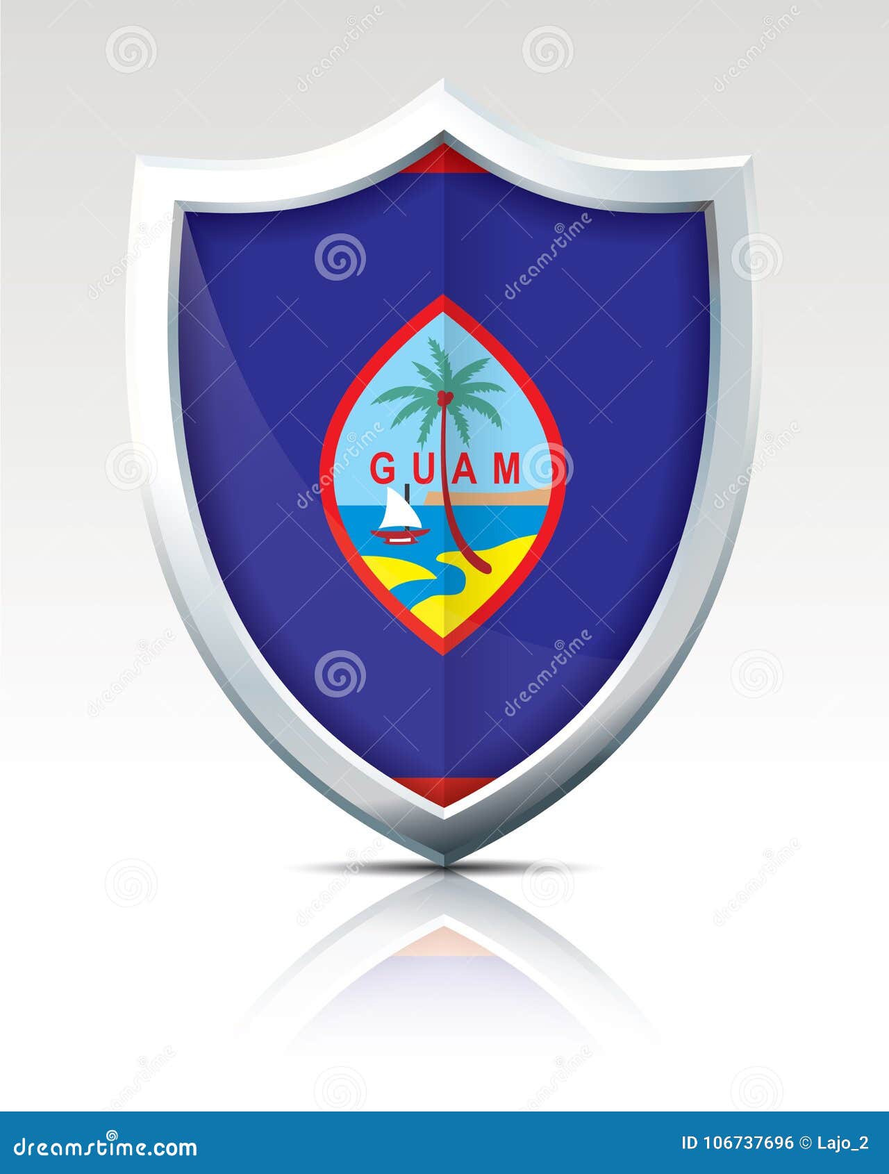Shield with Flag of Guam stock vector. Illustration of geography ...