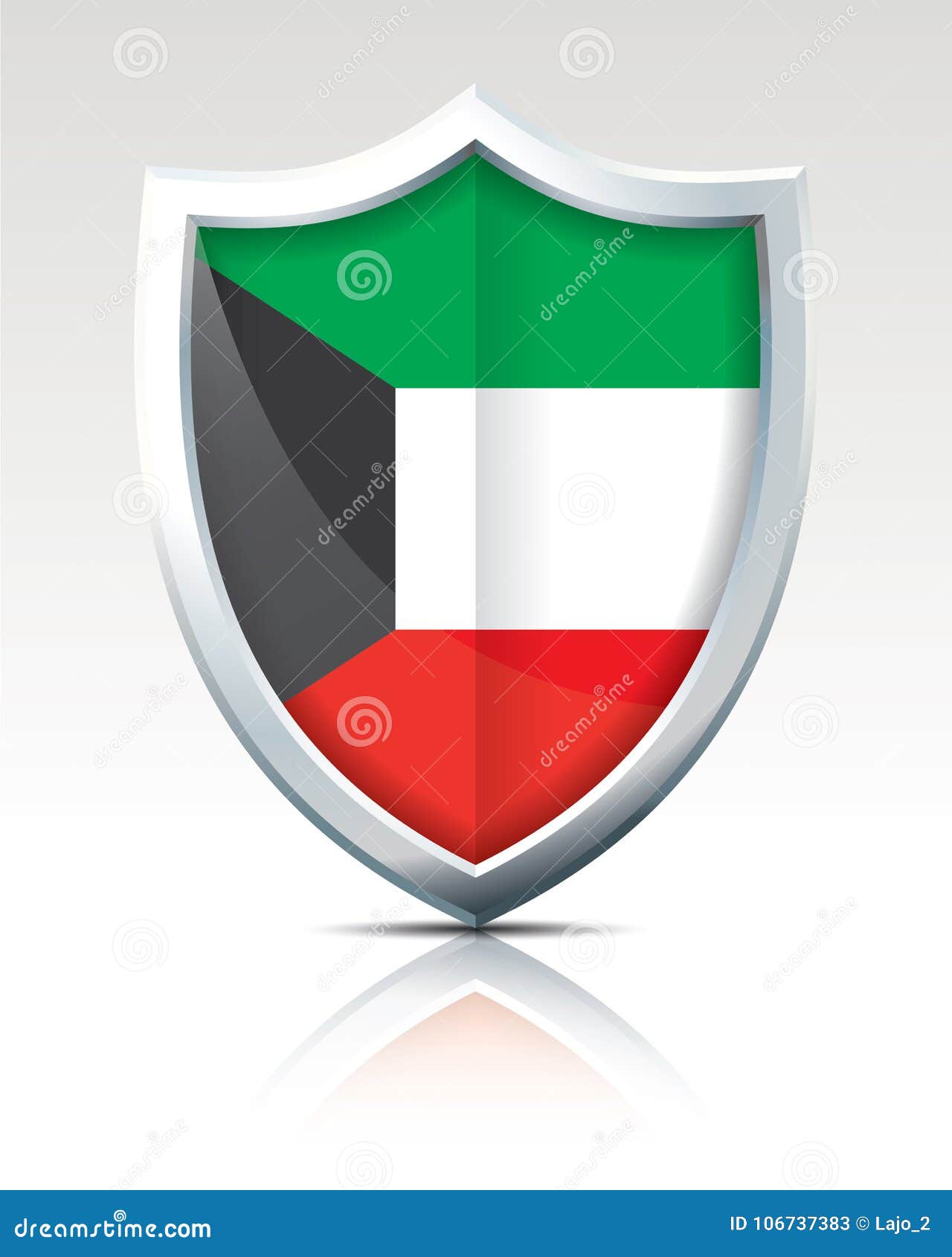Shield with Flag of Kuwait stock vector. Illustration of emblem - 106737383