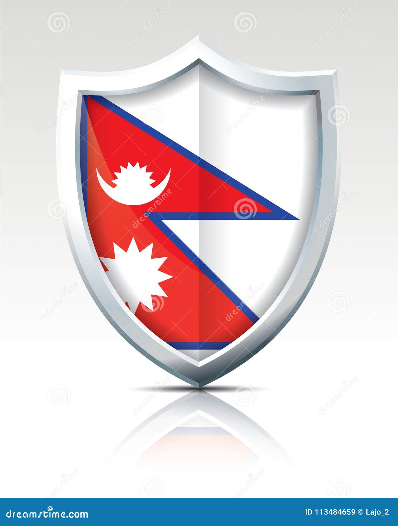 Shield with Flag of Nepal stock vector. Illustration of drawing - 113484659