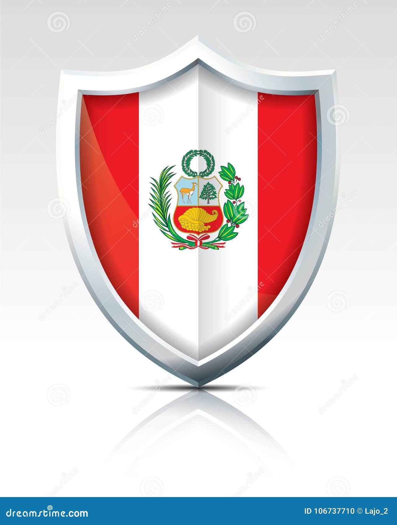 Shield with Flag of Peru stock vector. Illustration of geography ...