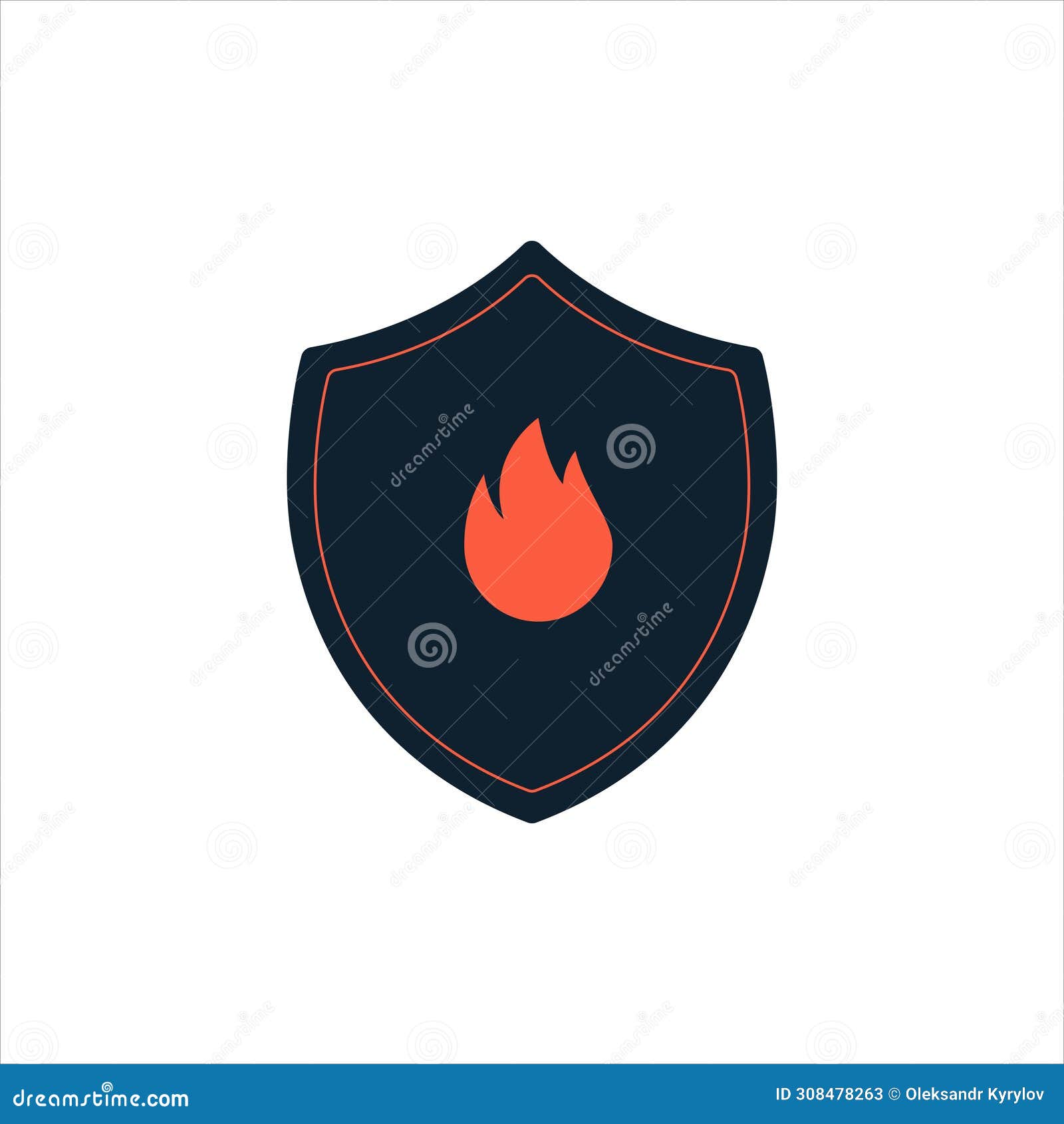 Shield with Flame Sign. Protection Fire Shield Burn Vector Icon. Stock ...