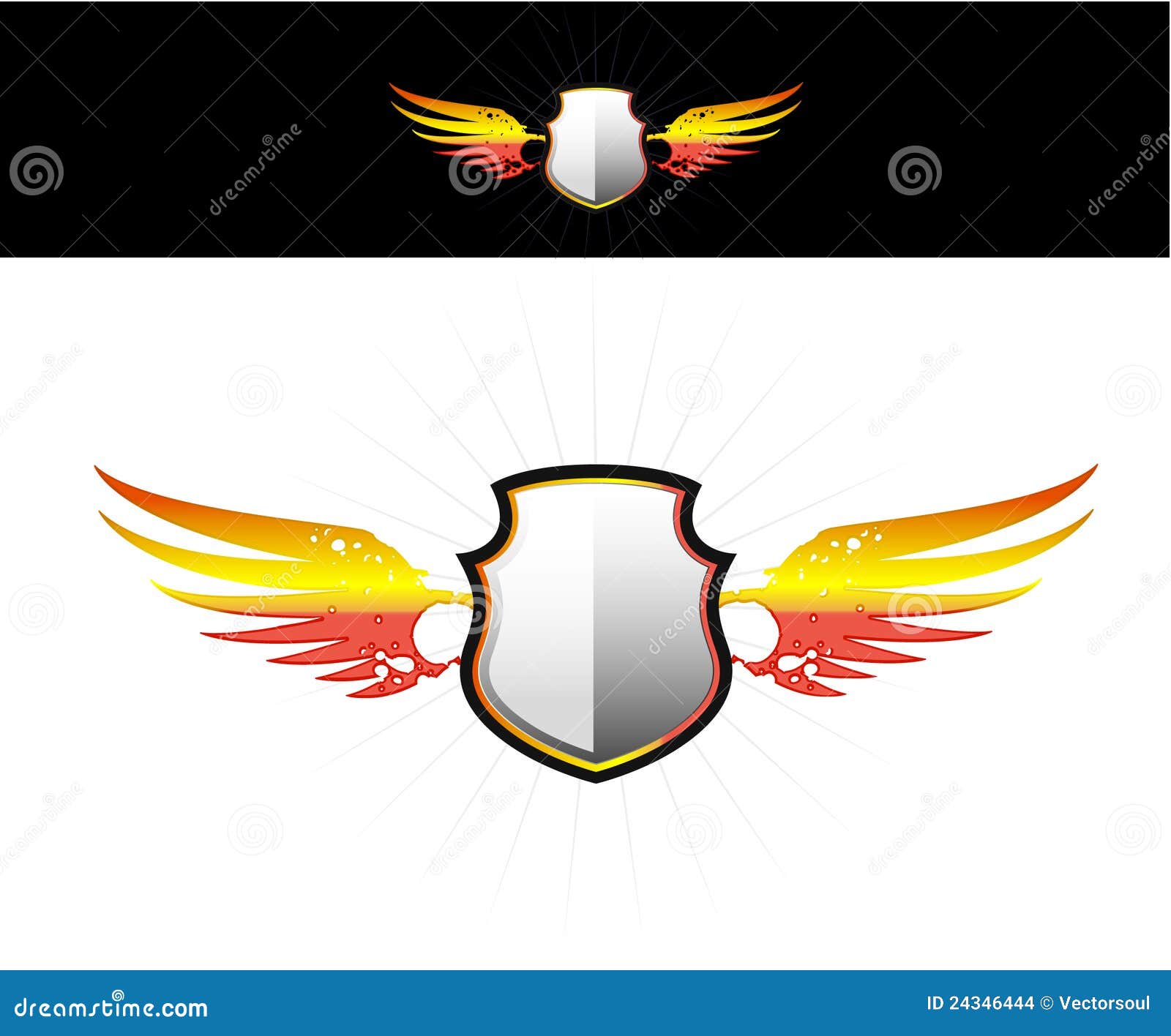 Shield on Flaming Wings Sticker Stock Illustration - Illustration of ...