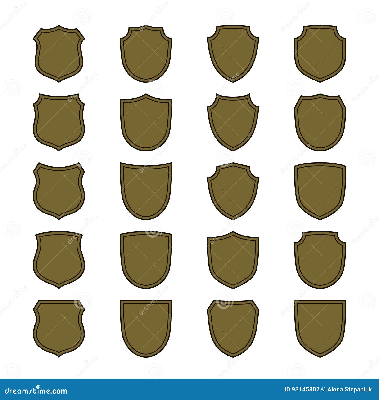 Shield Flat Icons Emblem Set Stock Vector - Illustration of badge ...