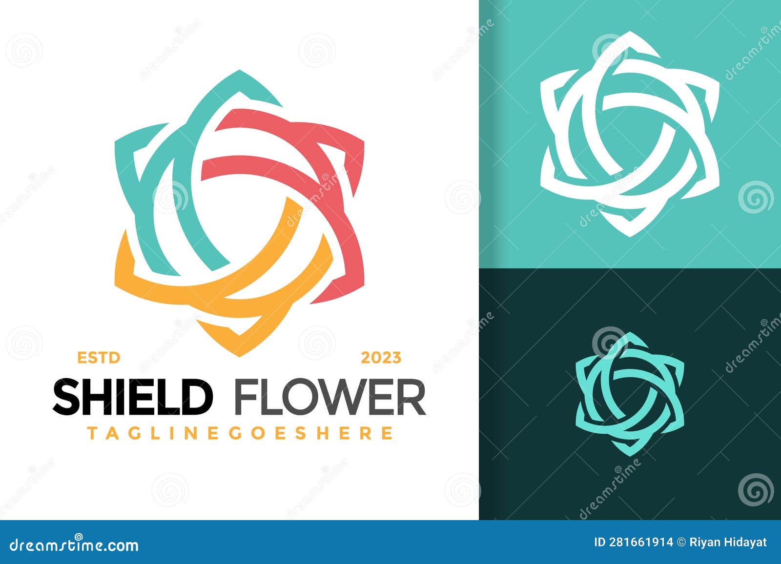 Shield Flower Colorful Logo Vector Icon Illustration Stock Vector ...
