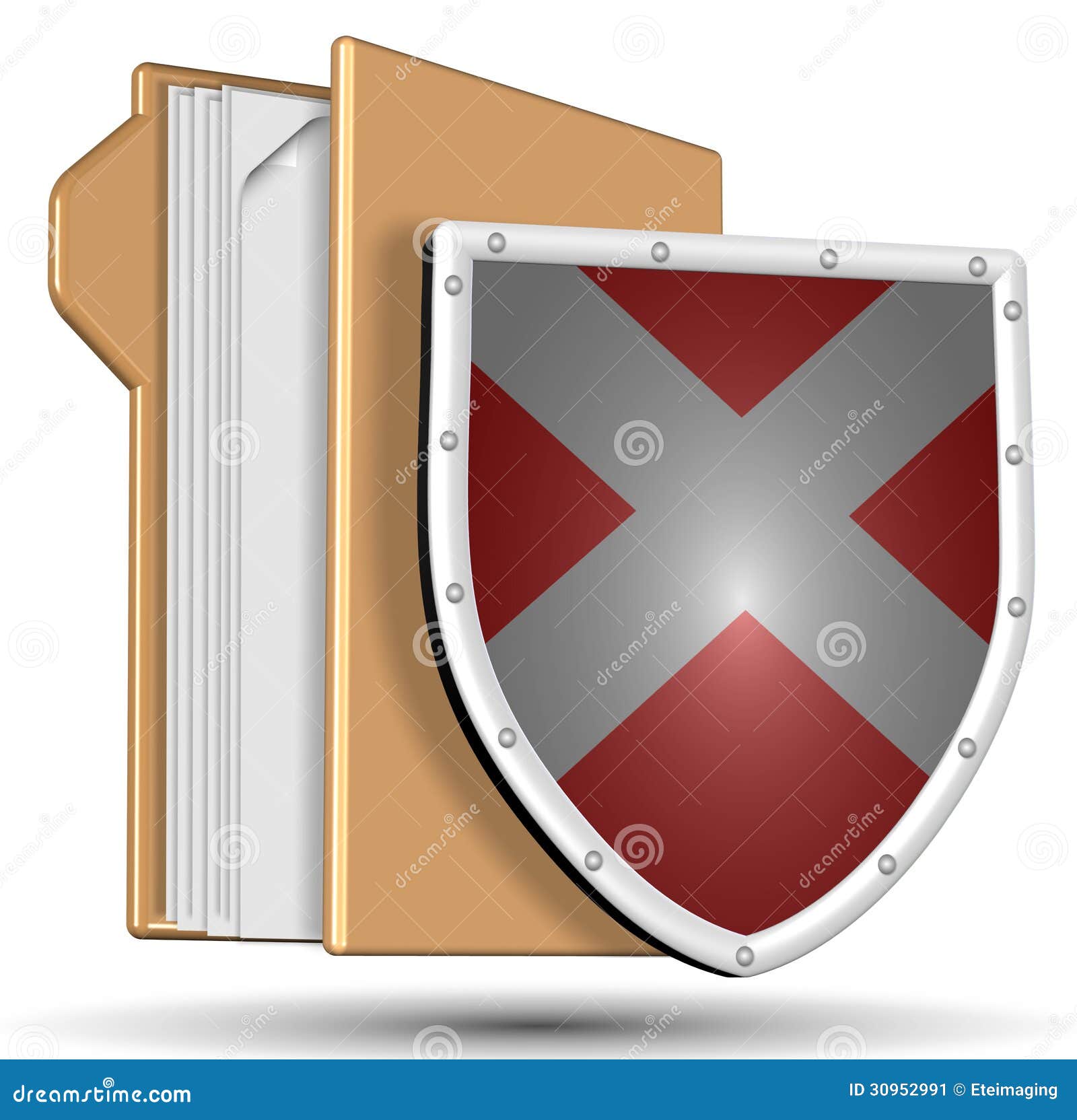 Shield and folder stock illustration. Illustration of encryption - 30952991