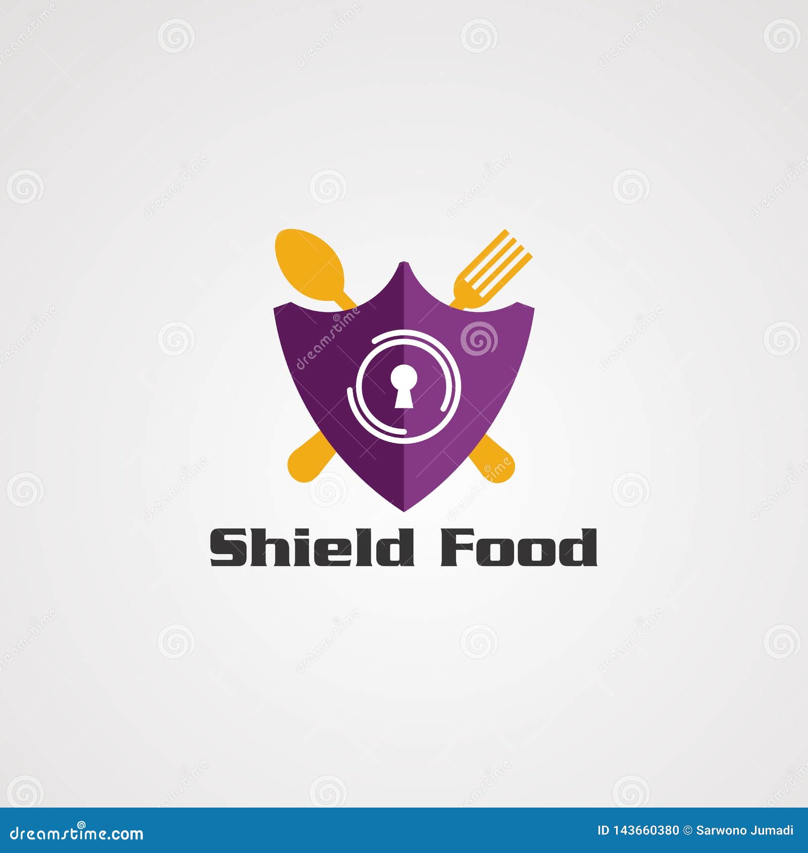 Shield Food with Fork Spoon Logo Vector Concept, Icon, Element, and ...
