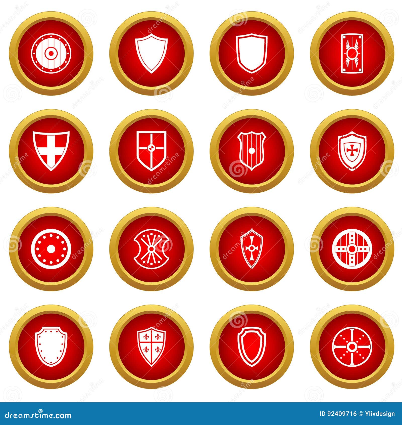 Shield Frames Icon Red Circle Set Stock Vector - Illustration of ...