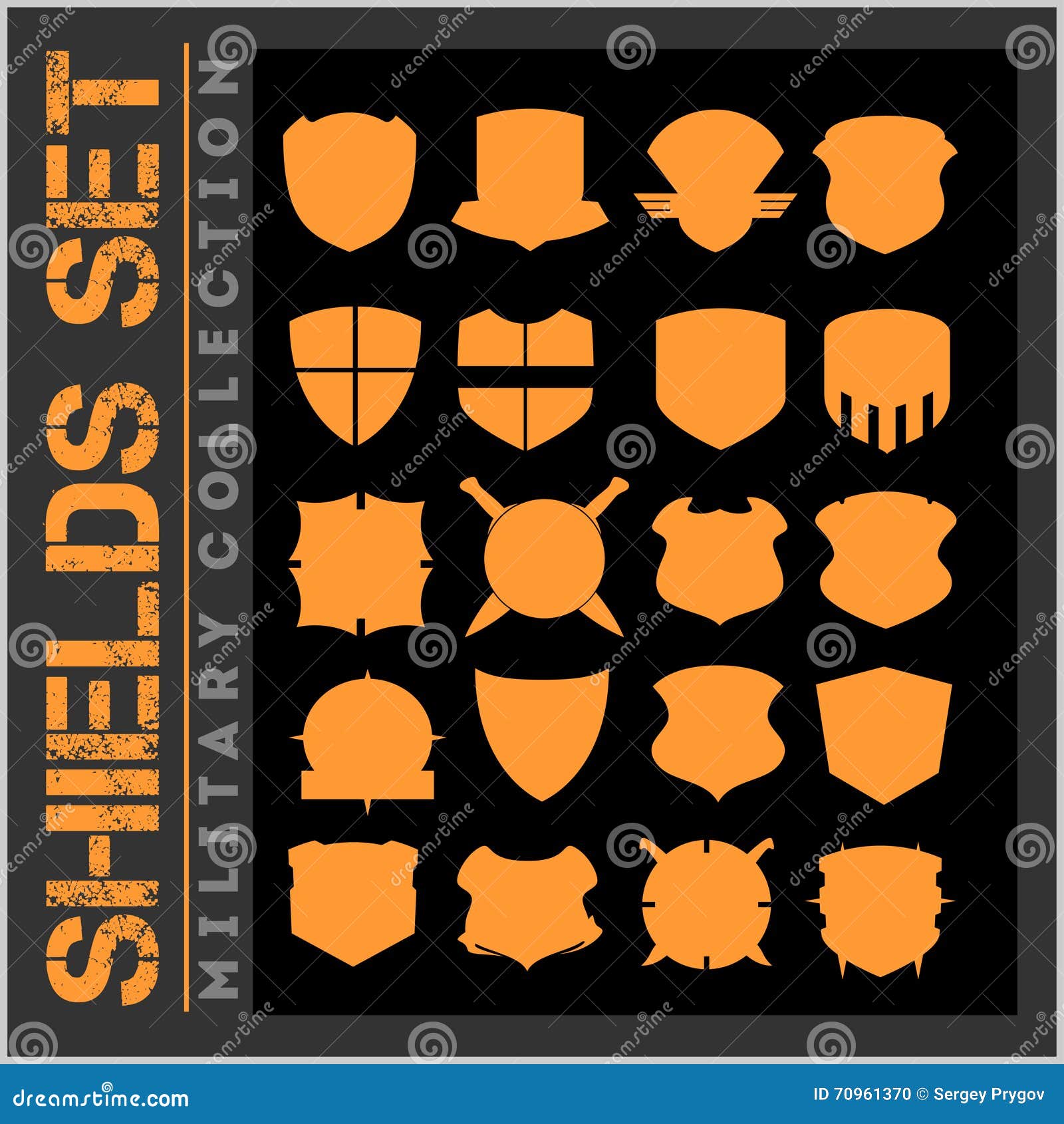 Shield Frames Icons Set - Military Shields Stock Vector - Illustration ...