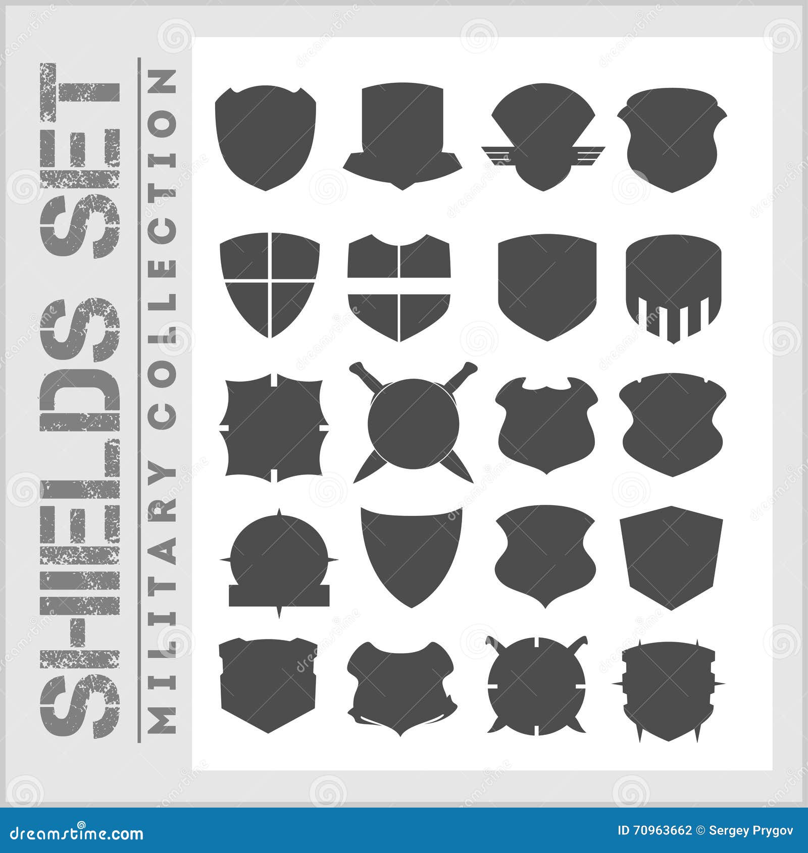 Shield Frames Icons Set - Military Shields Stock Vector - Illustration ...