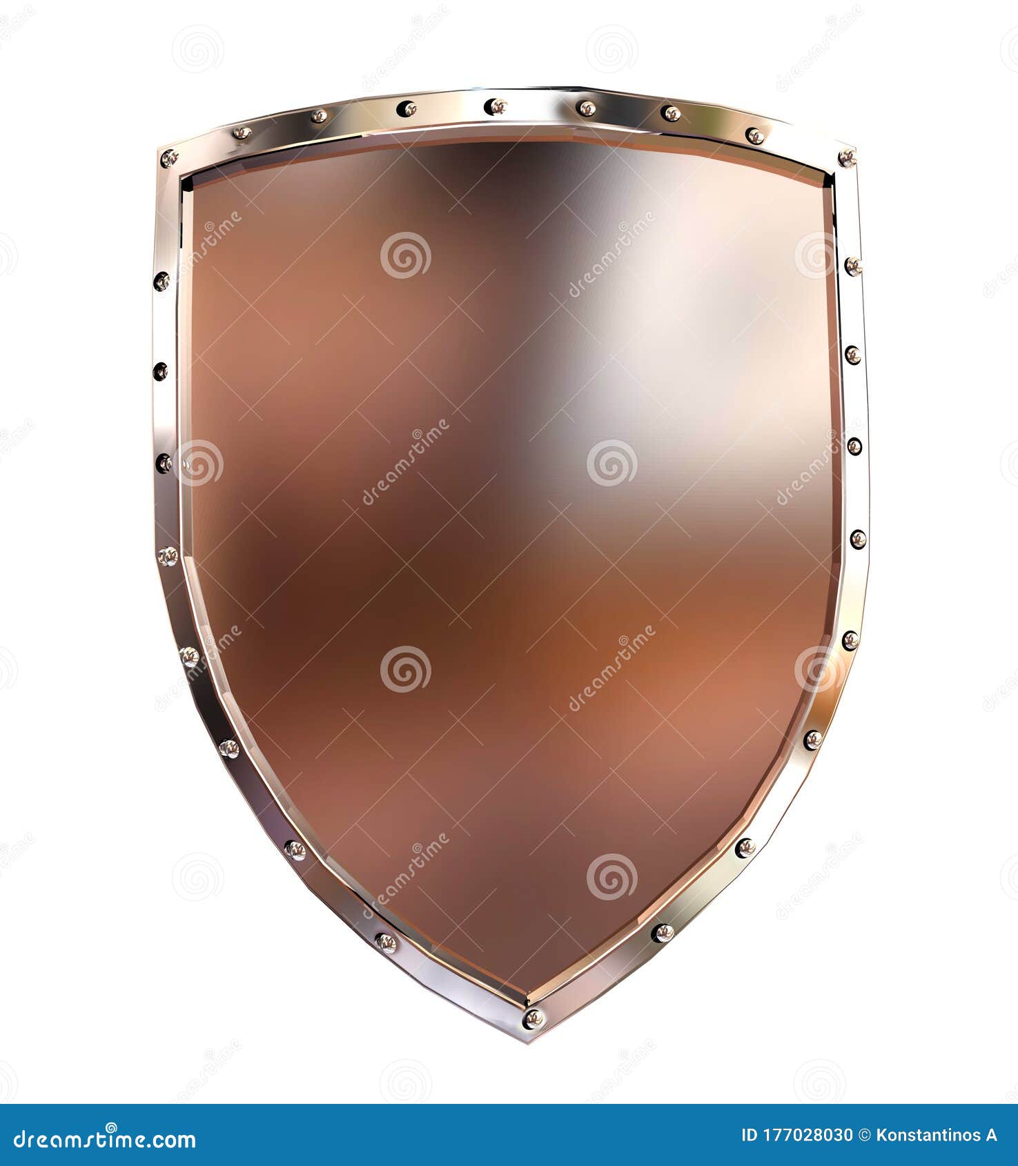 Shield Front Steel Brown, Isolated, - 3d Rendering Stock Illustration ...