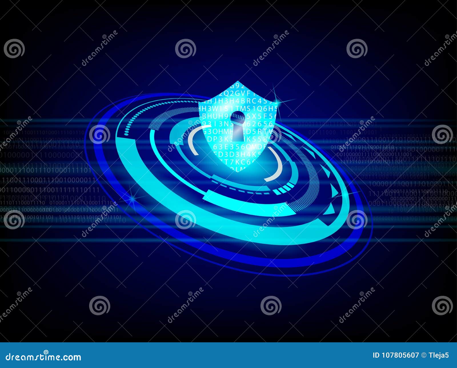 Shield on Future Technology Digital Background. Stock Vector ...
