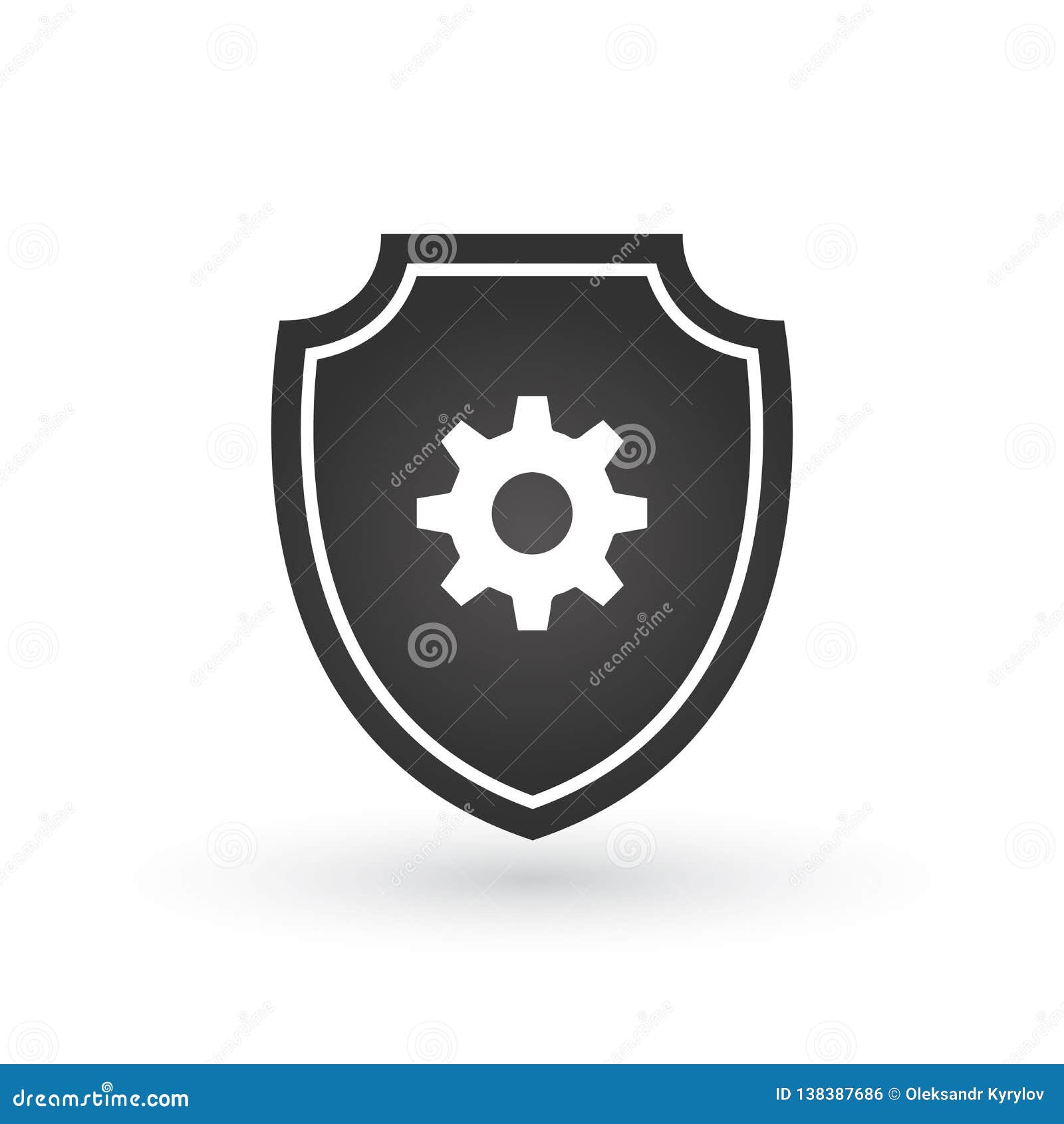 Shield with Gear Vector Icon. Filled Flat Sign for Mobile Concept and ...