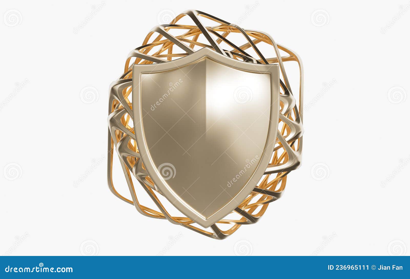 Shield and Geometric Figure, 3d Rendering Stock Illustration ...