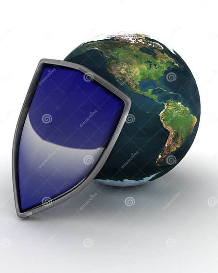 Shield and Globe Internet Protection Stock Illustration - Illustration ...