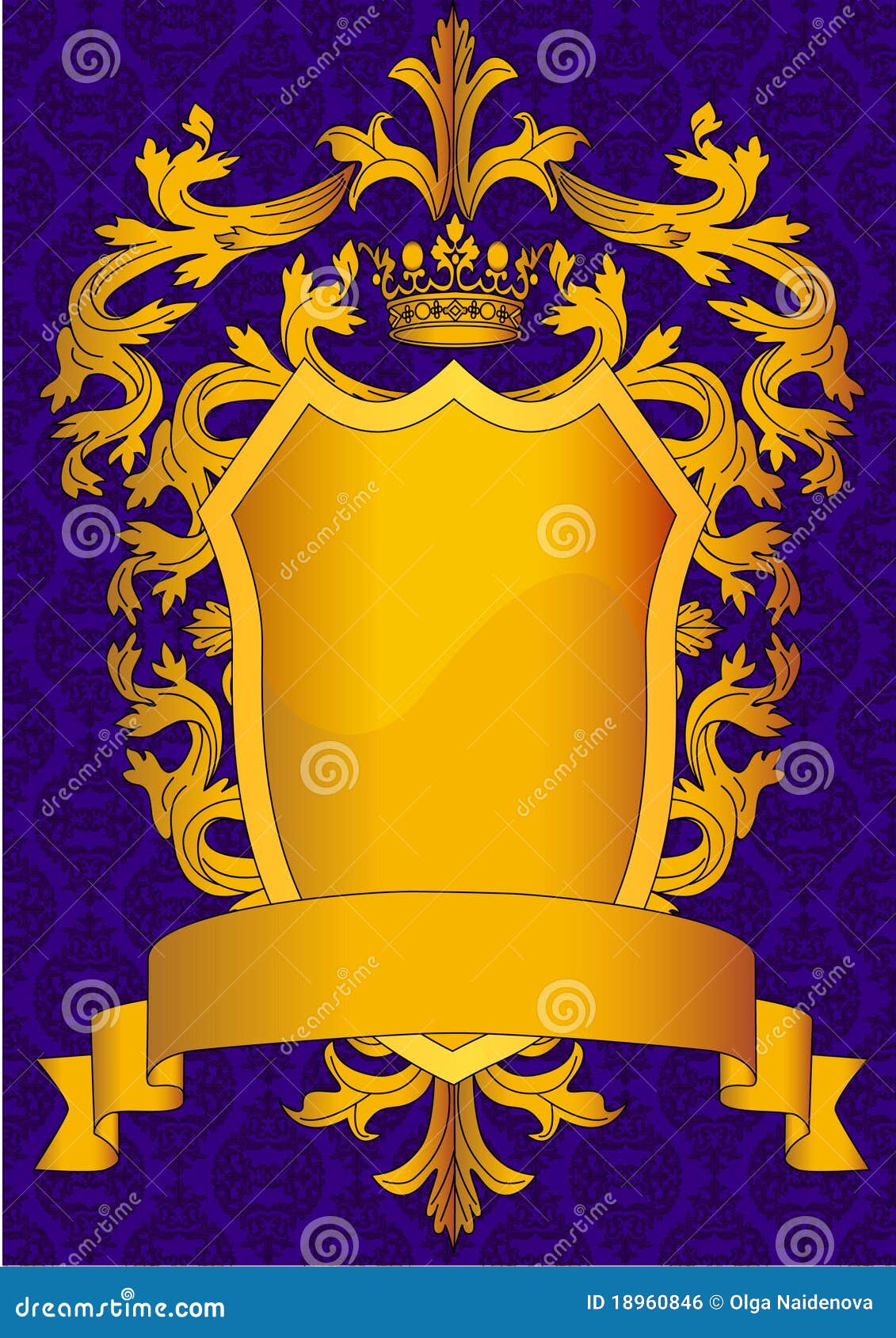Shield and Gold(en) Royal Crown with Pattern Stock Vector ...