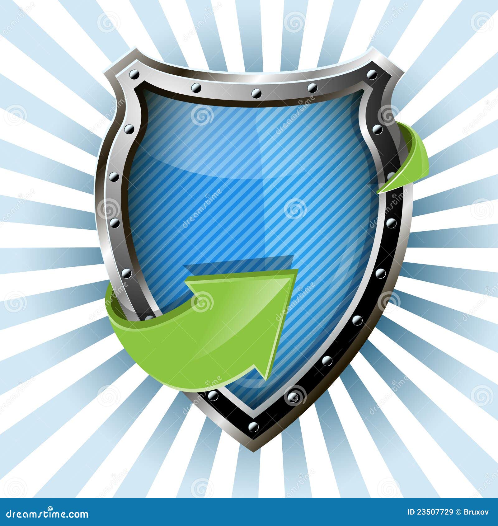 Shield and green arrow stock vector. Illustration of back - 23507729