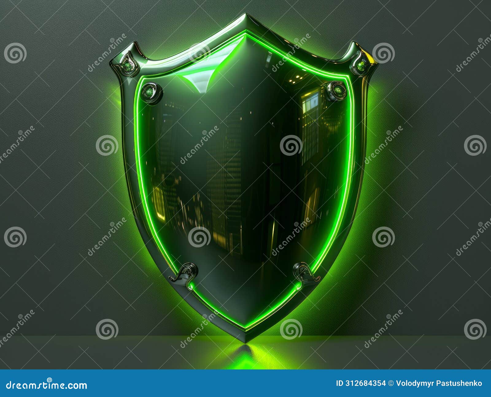 A Shield with Green Lights on it Stock Photo - Image of shiny, neon ...