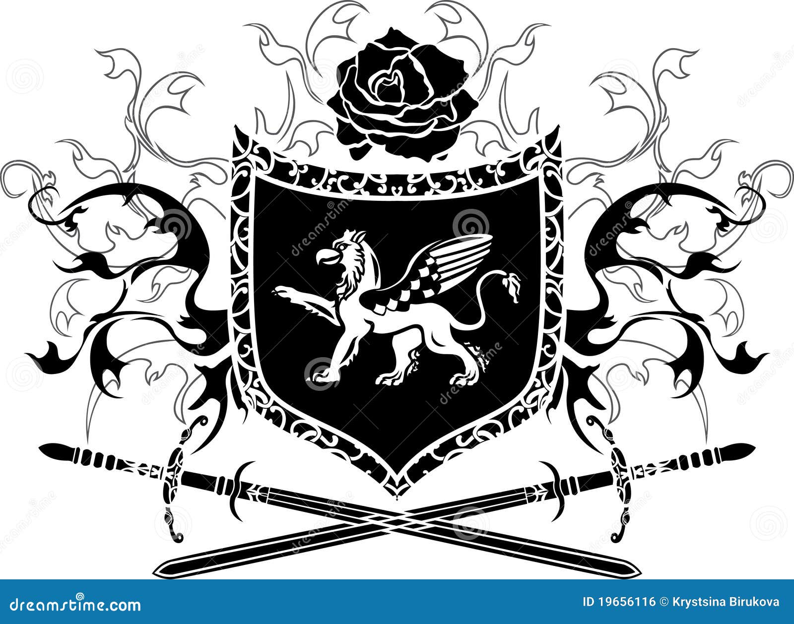 Shield with griffin stock vector. Illustration of background - 19656116