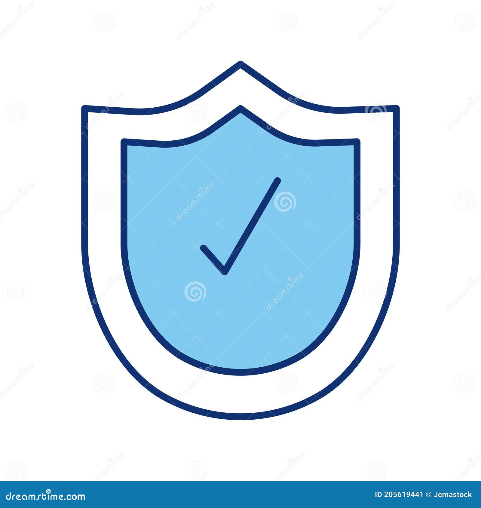 Shield Guard with Check Symbol Line Style Icon Stock Vector ...