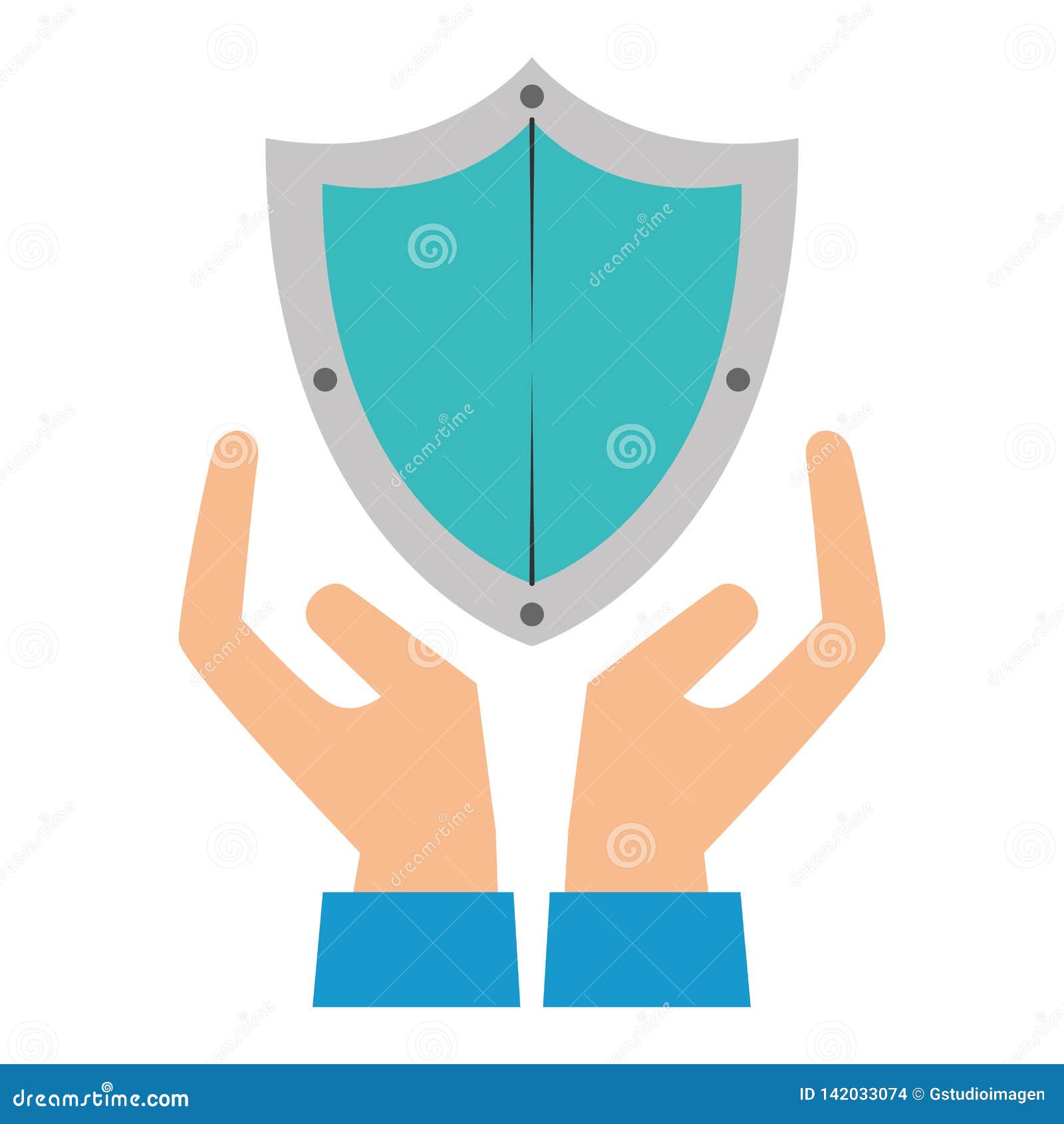 Shield Guard Security with Hands Stock Vector - Illustration of ...