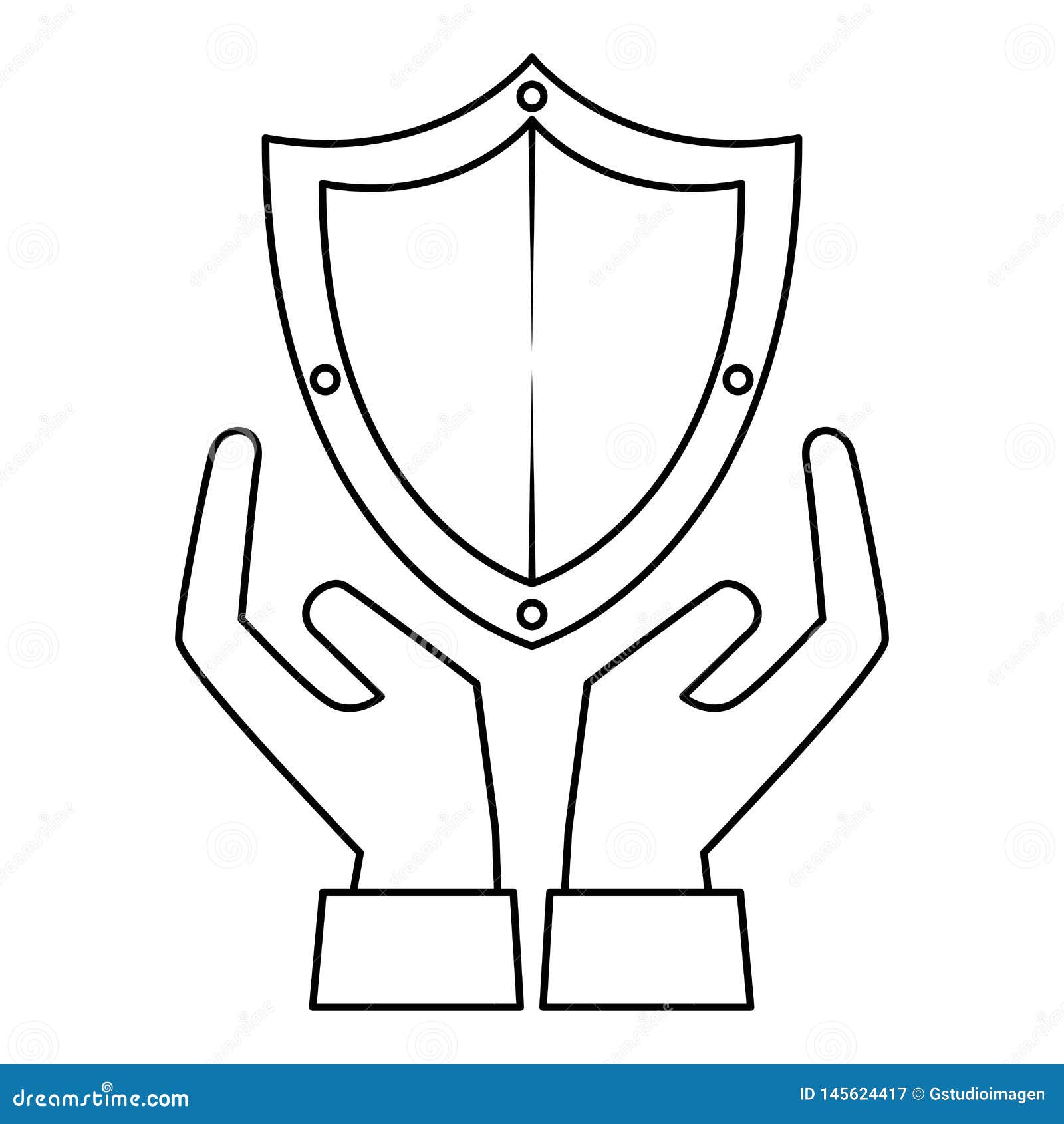 Shield Guard Security with Hands Stock Illustration - Illustration of ...