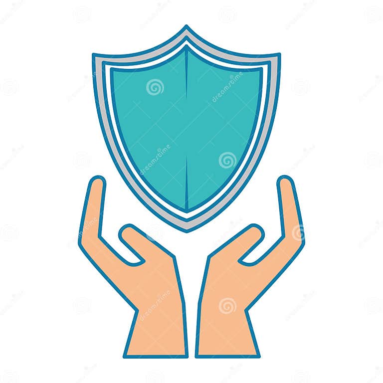 Shield Guard Security with Hands Stock Illustration - Illustration of ...