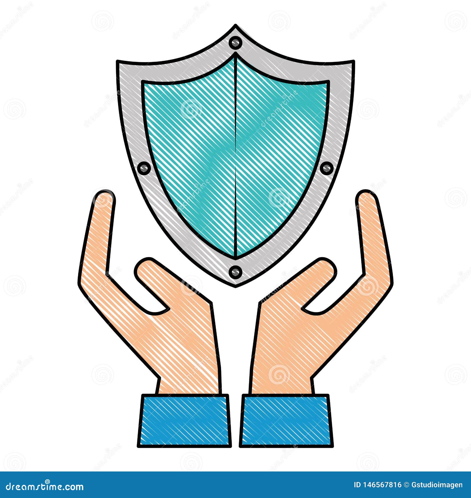 Shield Guard Security with Hands Stock Illustration - Illustration of ...