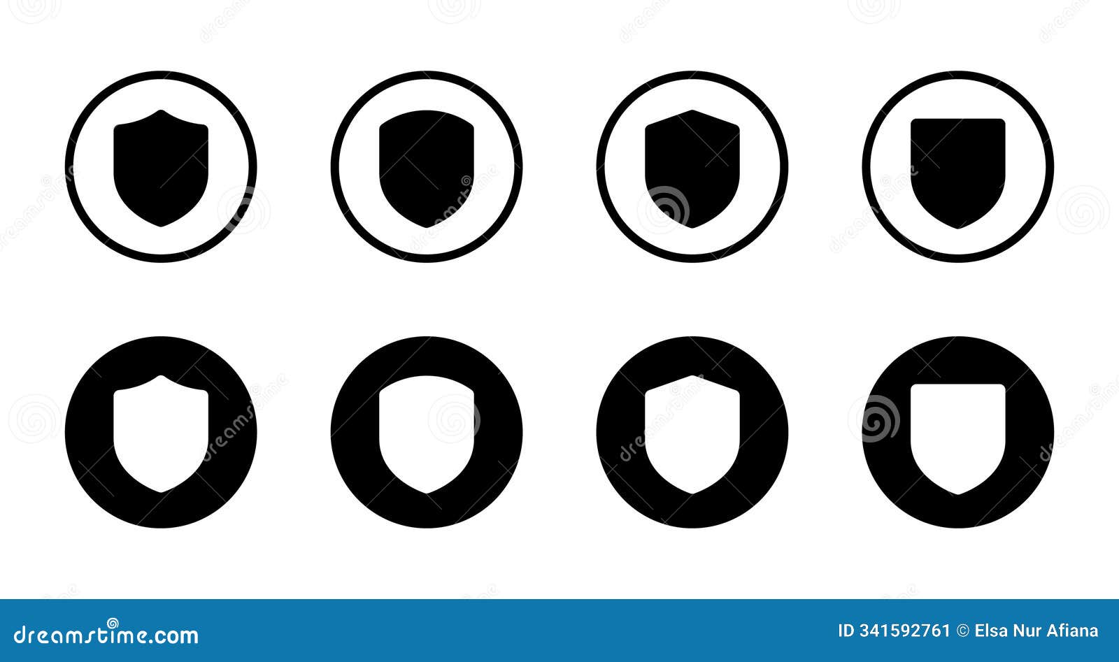 Shield Guard, Security Icon Set on Black Circle Stock Illustration ...