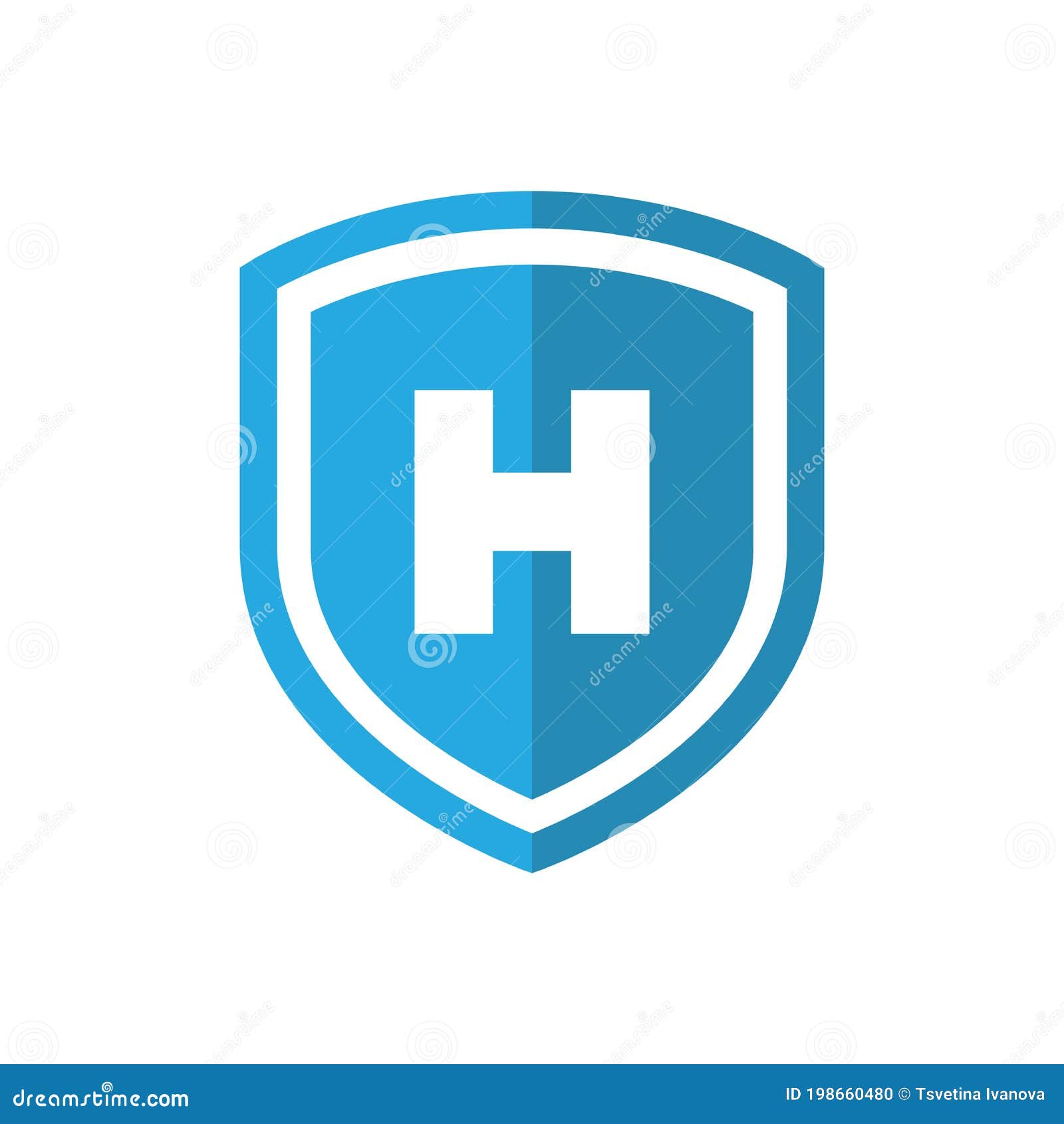 Shield with H Sign Vector Icon. Blue Hospital Symbol Stock Vector ...