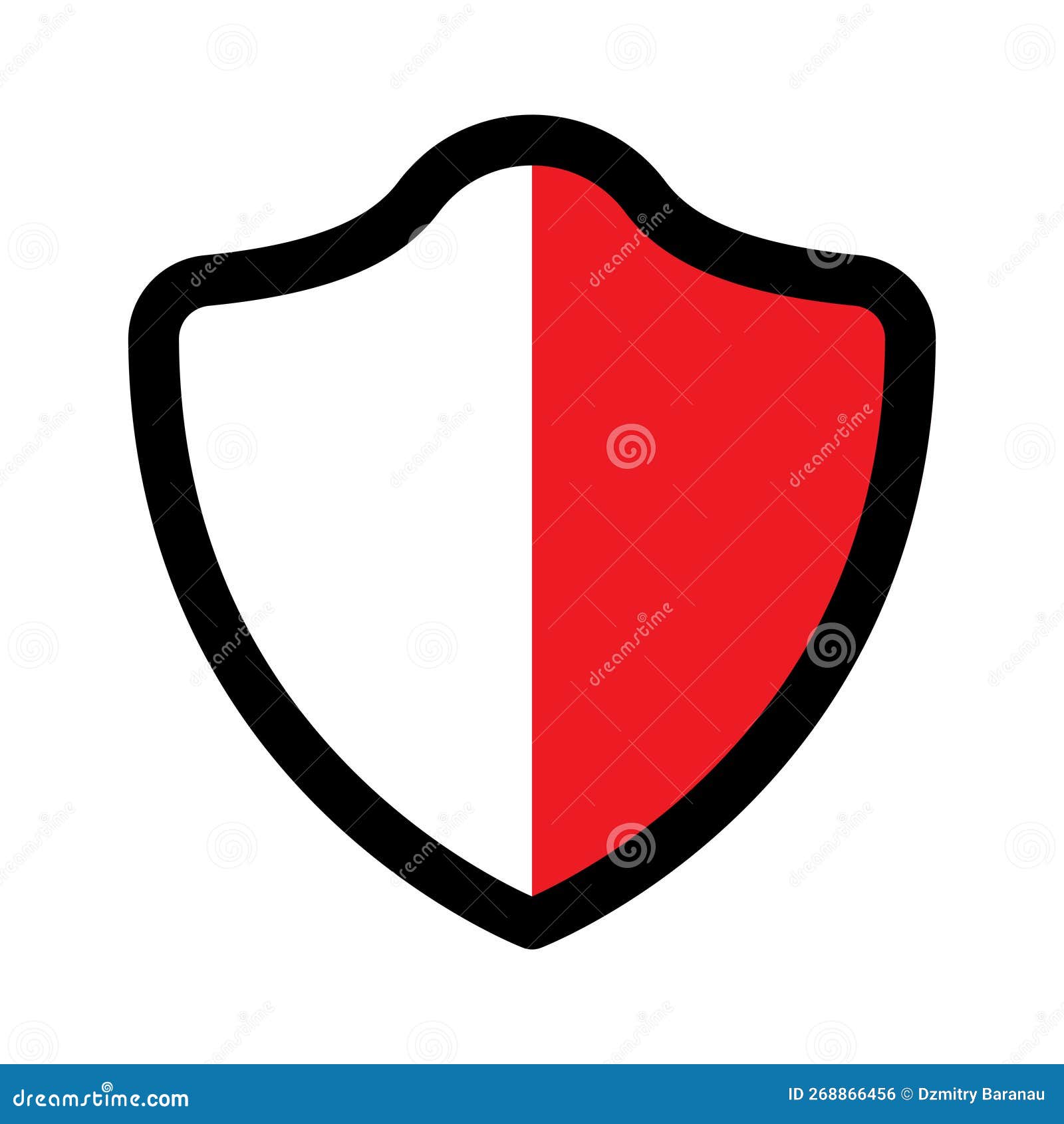 Shield Half Icon Line Isolated on White Background. Black Flat Thin ...