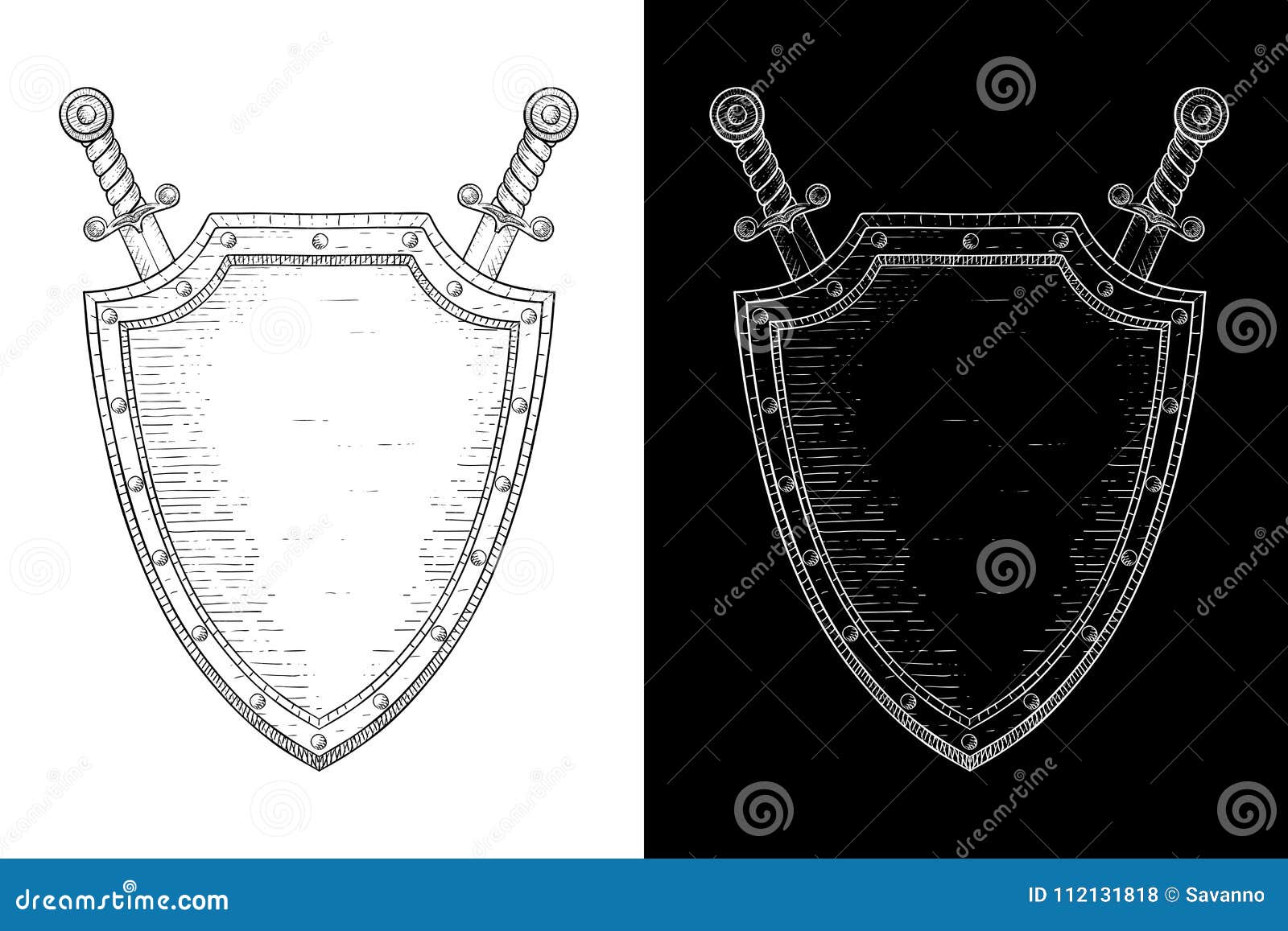 Shield Hand Drawn Sketch Stock Vector Illustration Of Sketch 112131818