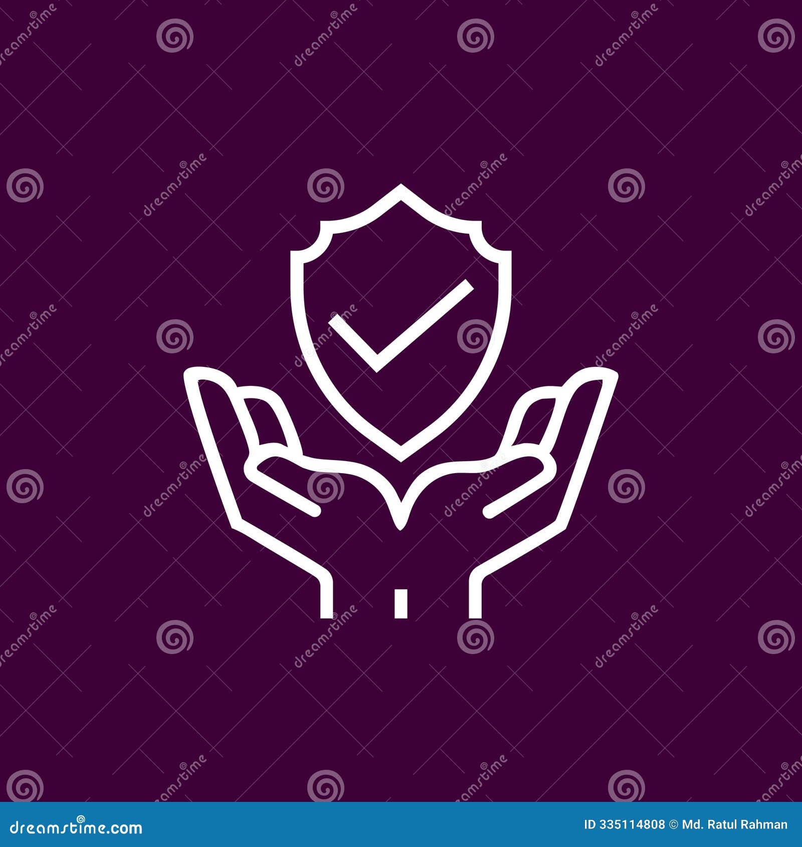 Shield and Hands Hack Virus Scam Online Protection Care Check Mark Icon ...