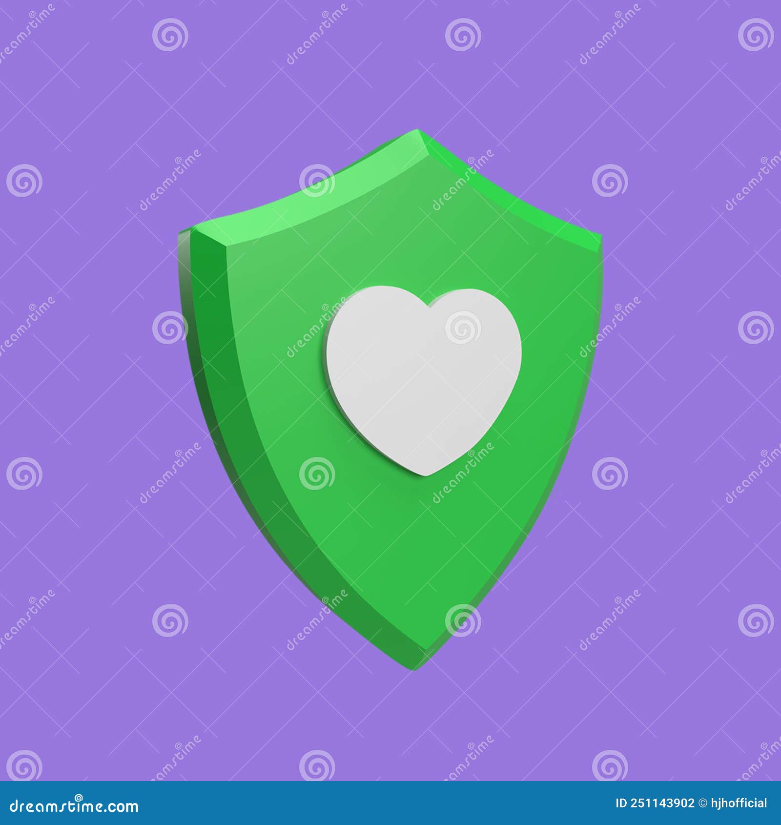 Shield with Heart 3d Icon Model Cartoon Style Concept. Render ...