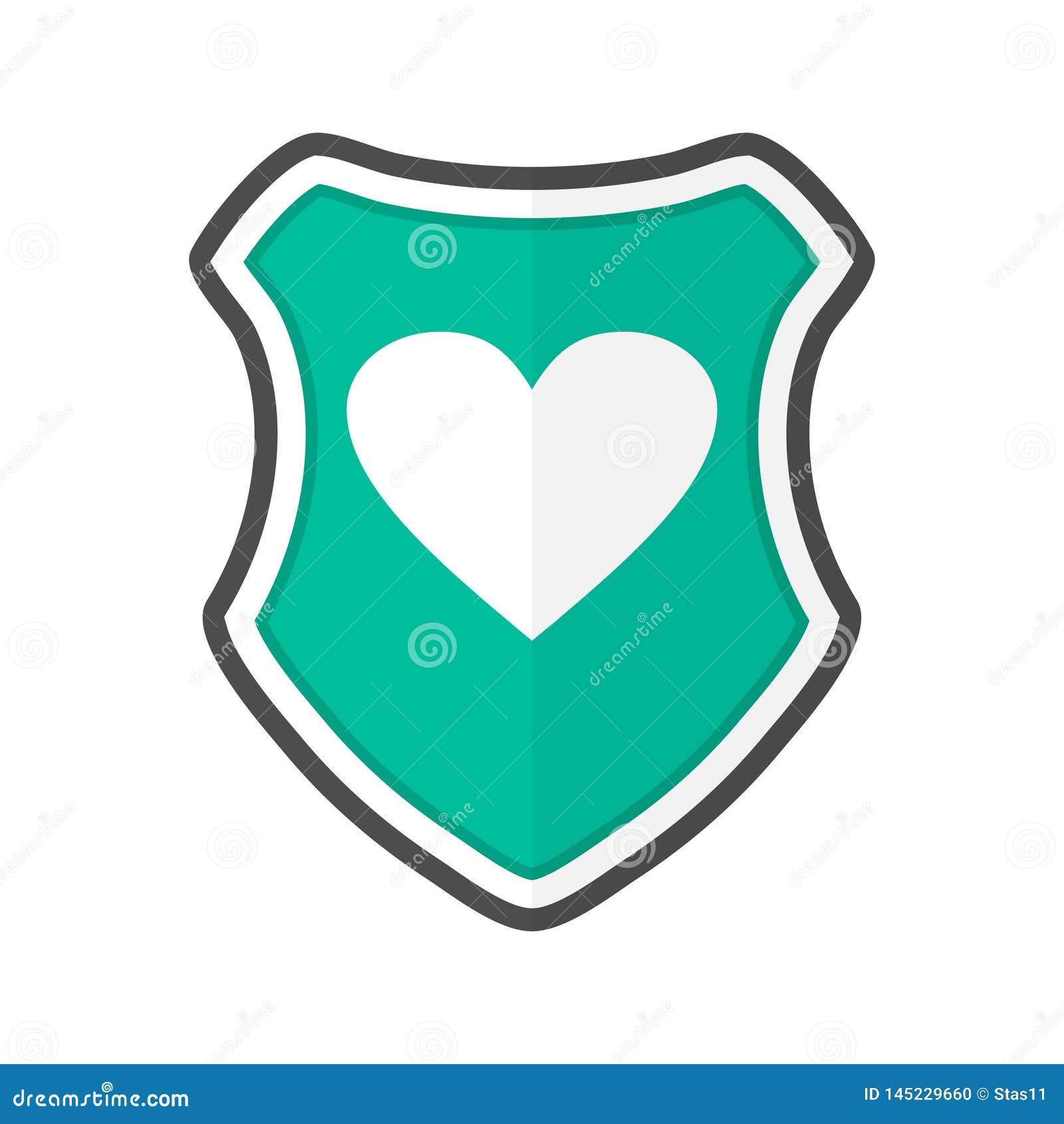 Shield with Heart in a Flat Design. Vector Illustration Stock Vector ...