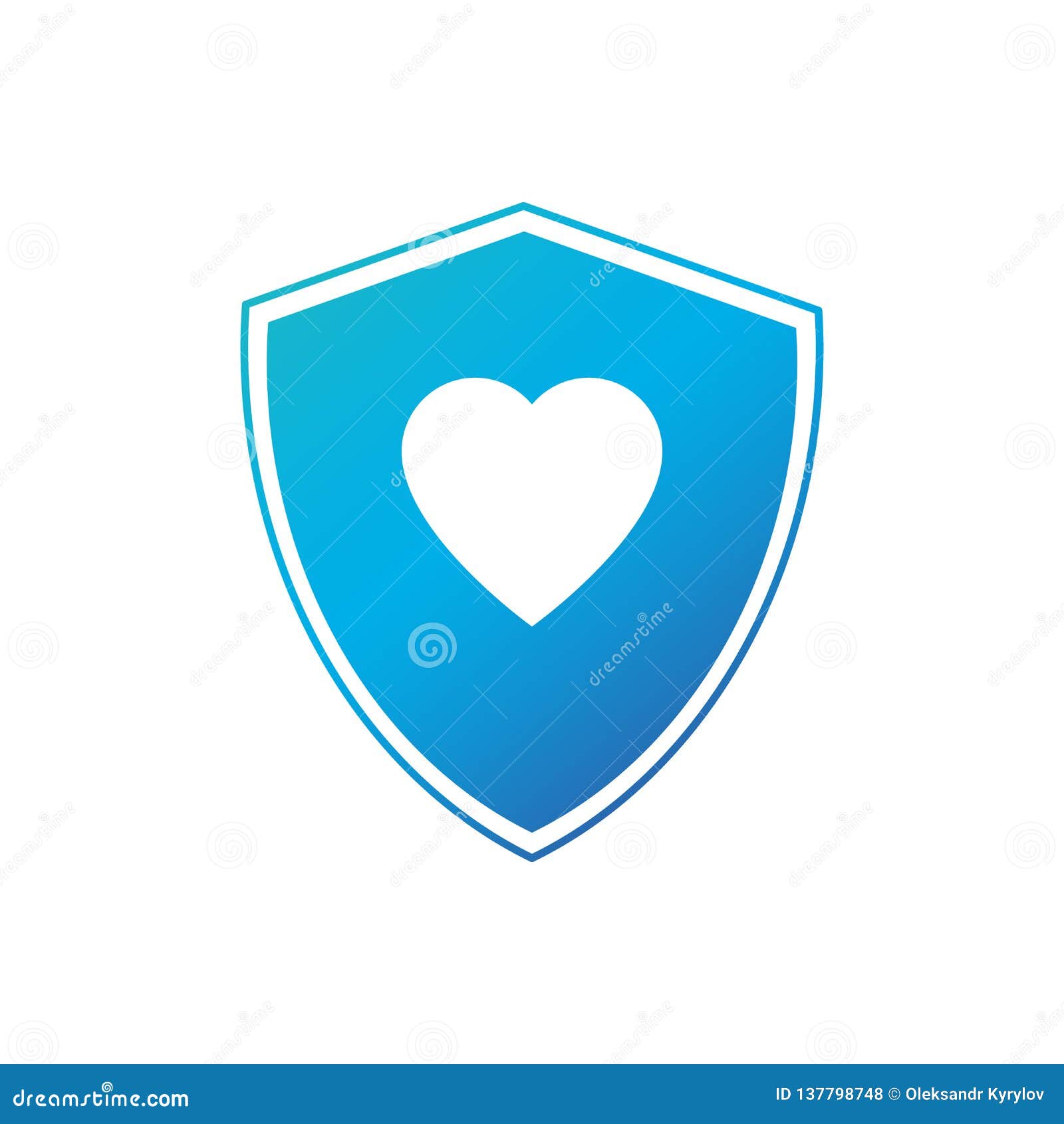 Shield in Heart Icon. Vector Illustration Isolated on White Background ...