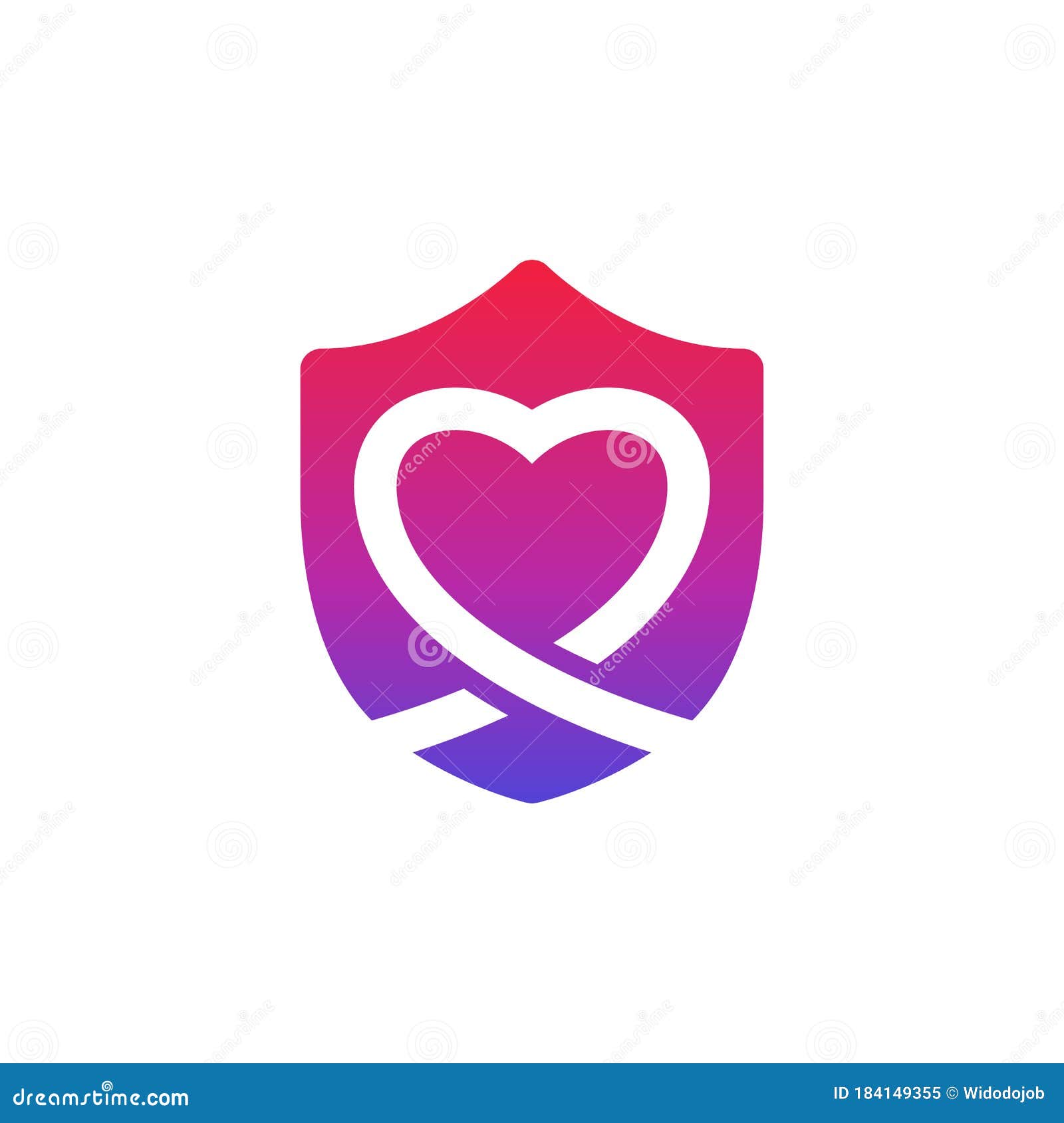Shield heart protection stock vector. Illustration of defense - 184149355