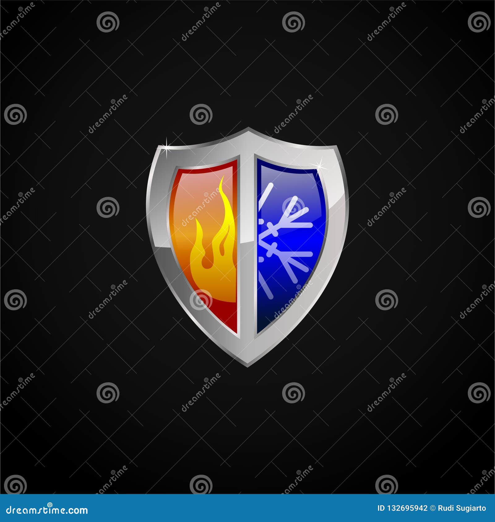 Shield hot and cold stock vector. Illustration of realistic - 132695942