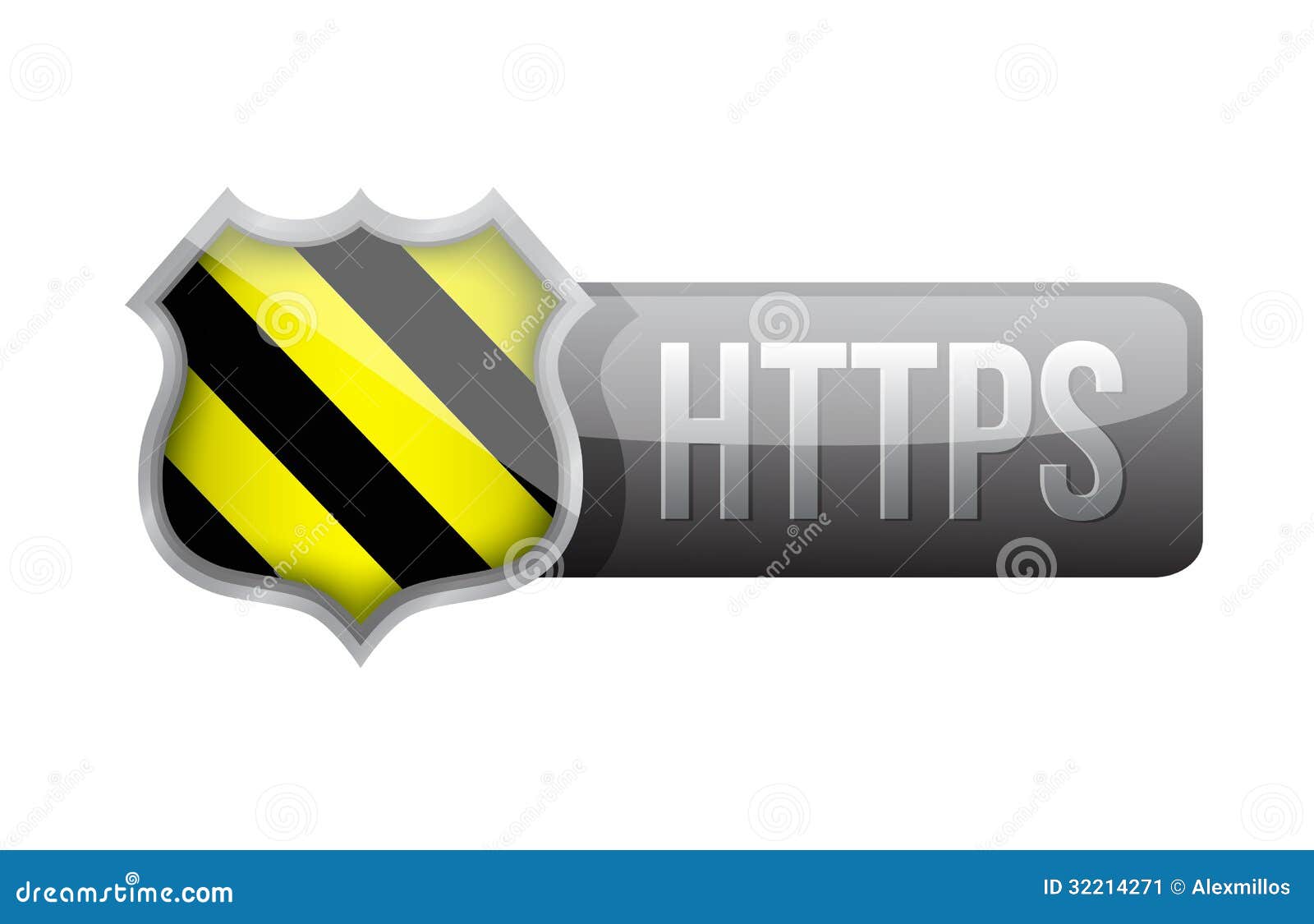 Shield Https Security Over White Background. Stock Illustration ...