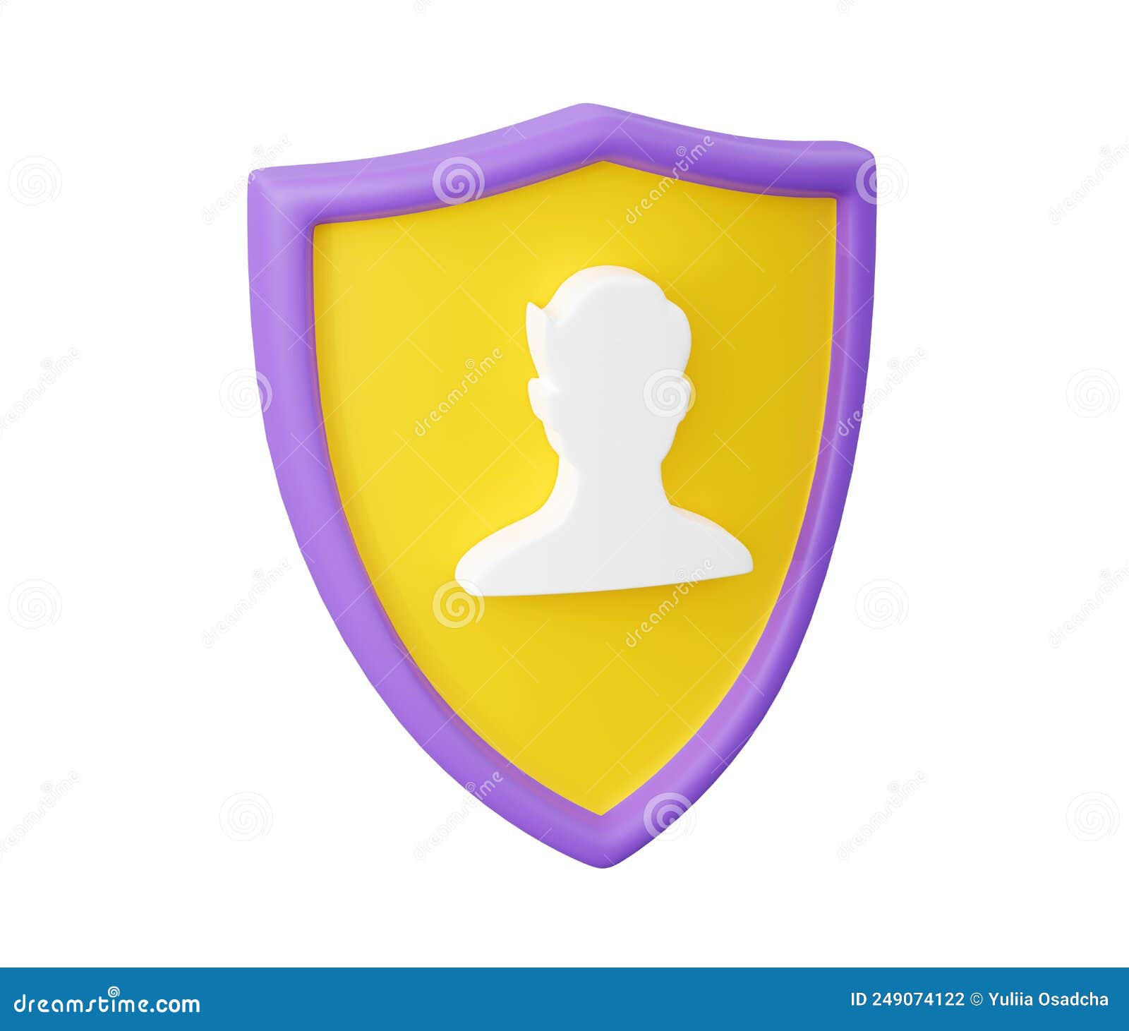Shield with Human Silhouette Sign 3d Render Illustration. Avatar Symbol ...