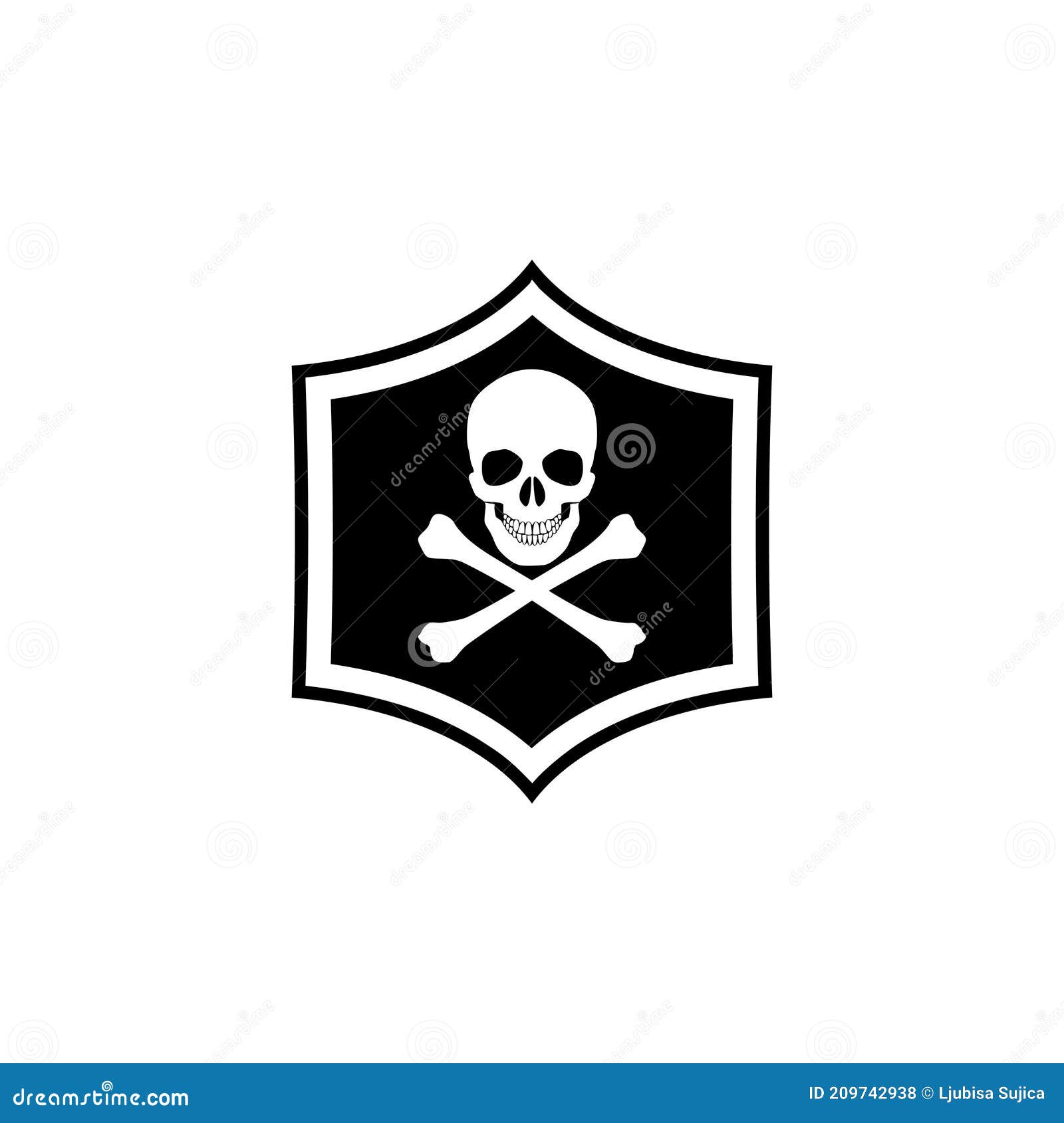 Shield with Human Skull Icon Isolated on White Background Stock ...