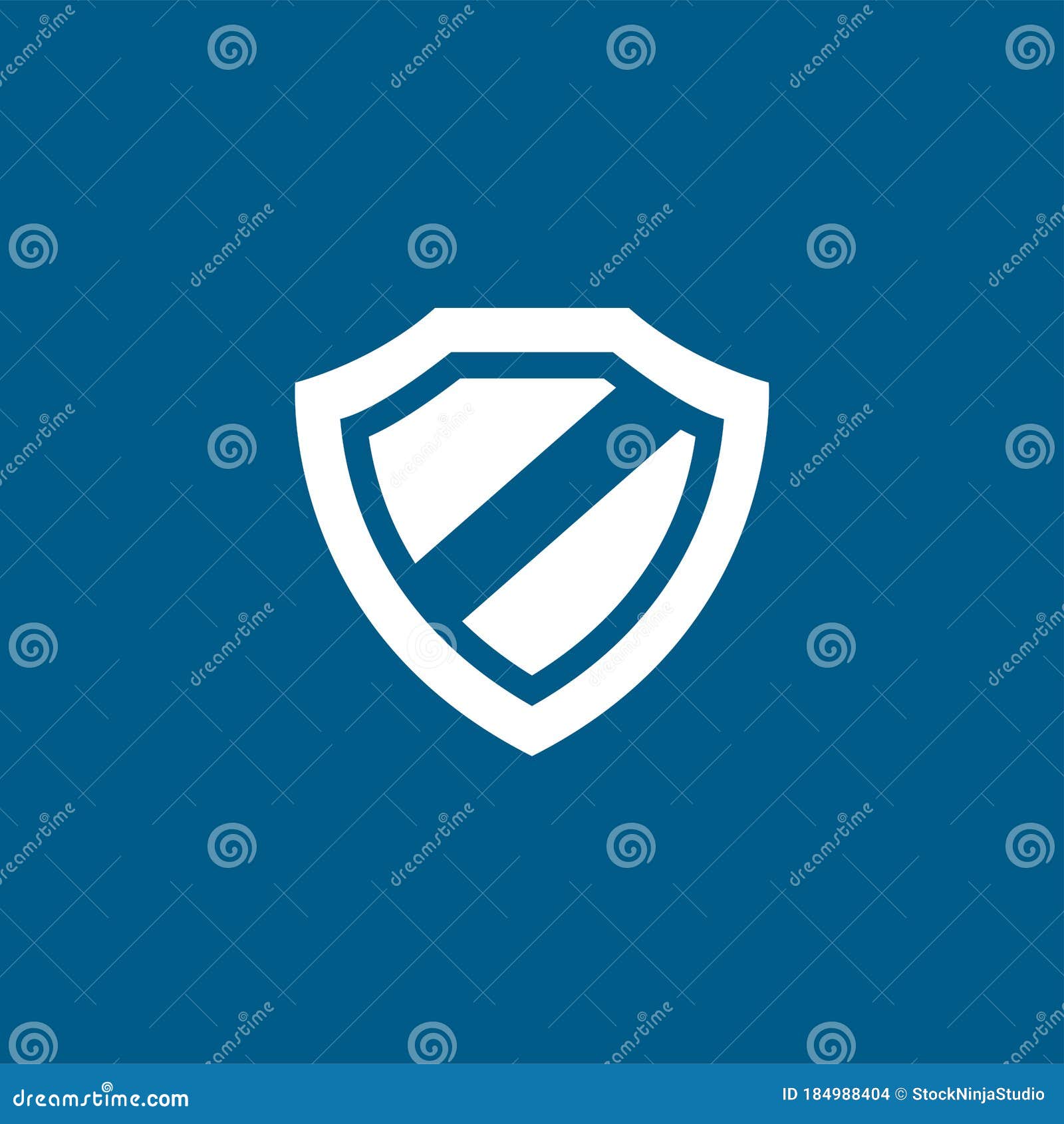 Shield Icon on Blue Background. Blue Flat Style Vector Illustration ...