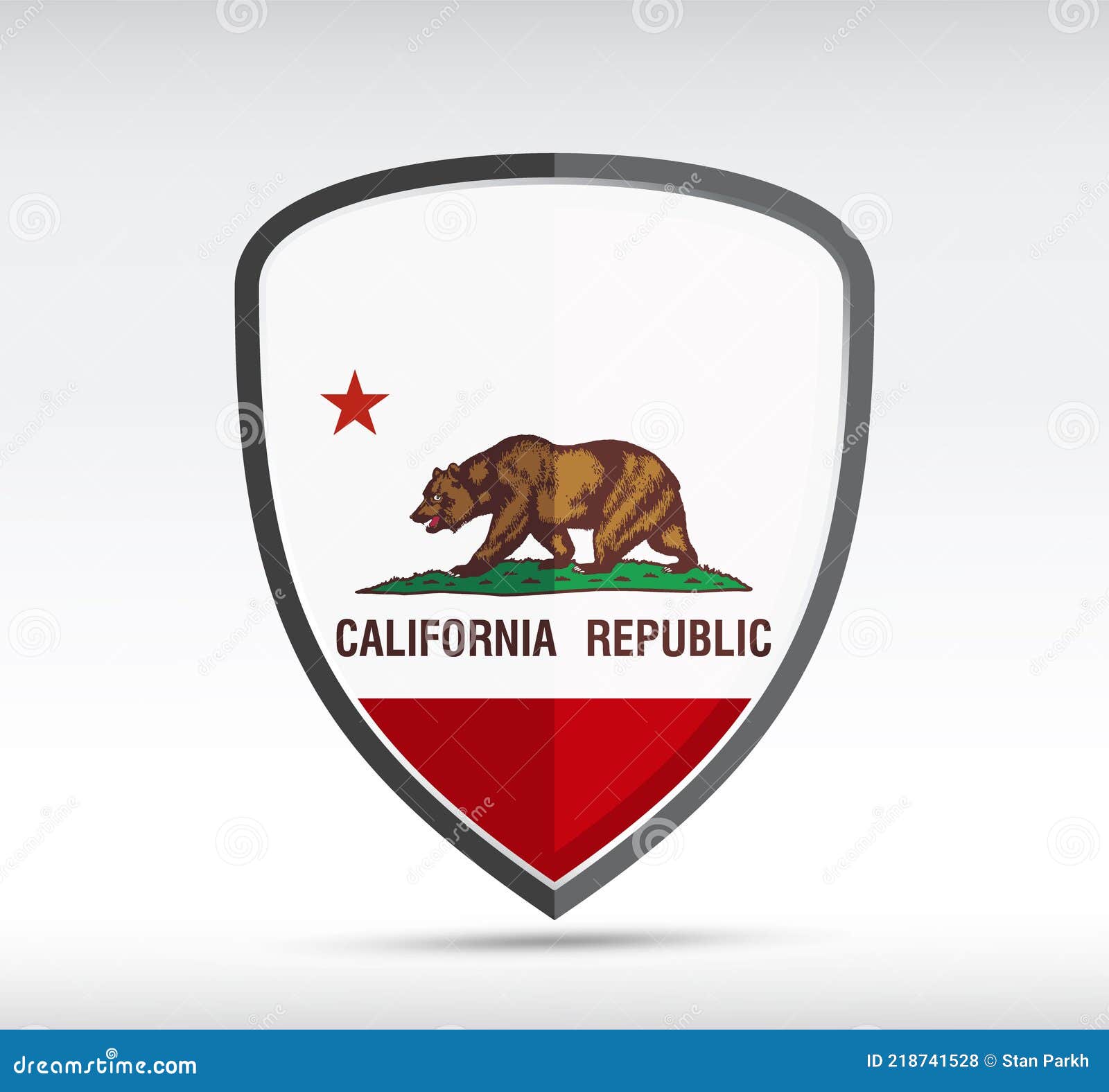 Shield Icon with California State Flag Stock Vector - Illustration of ...