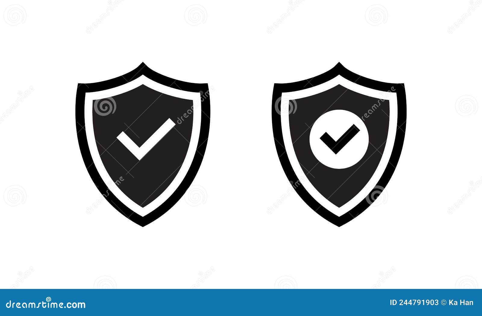 Shield Icon with Check Mark in Black Style Stock Vector - Illustration ...