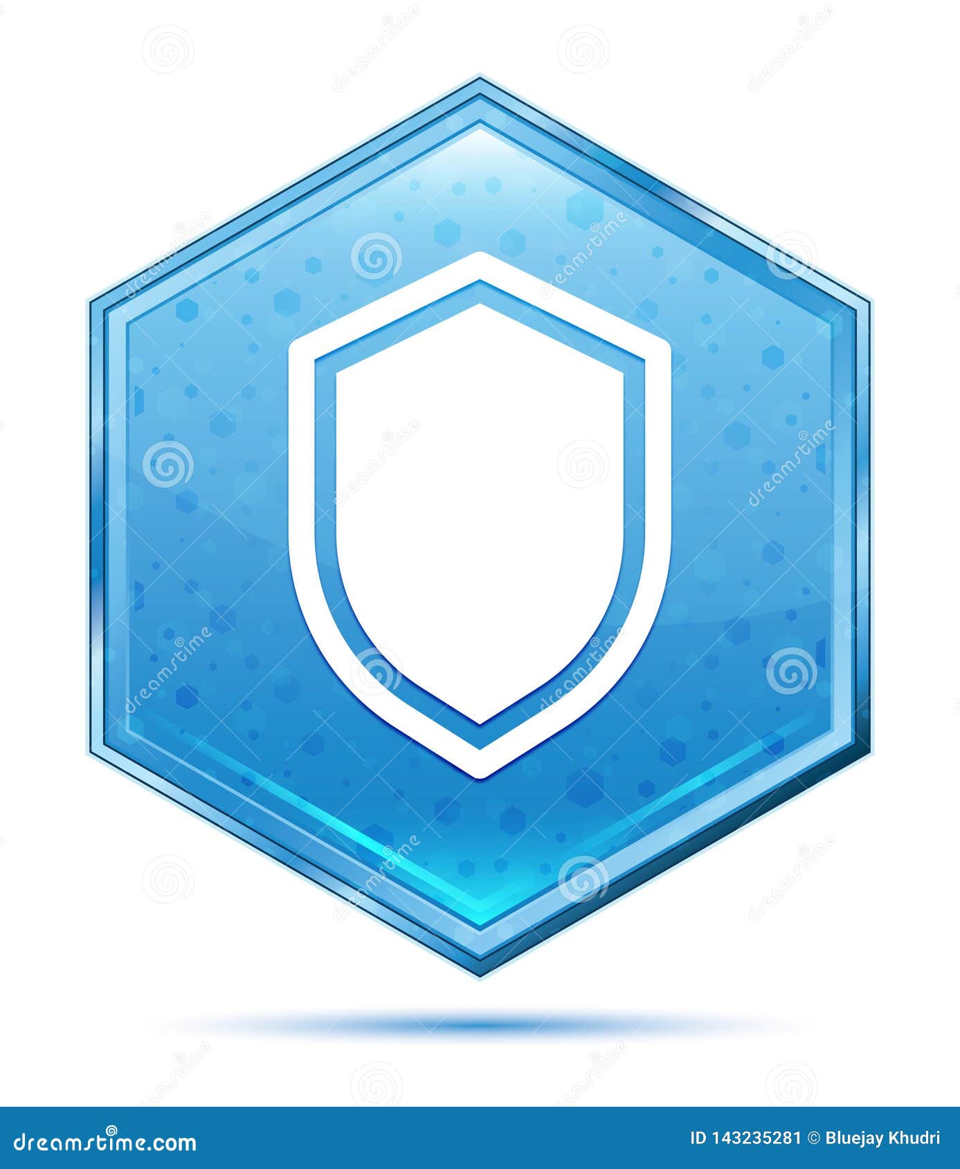 Shield Icon Crystal Blue Hexagon Button Stock Illustration ...