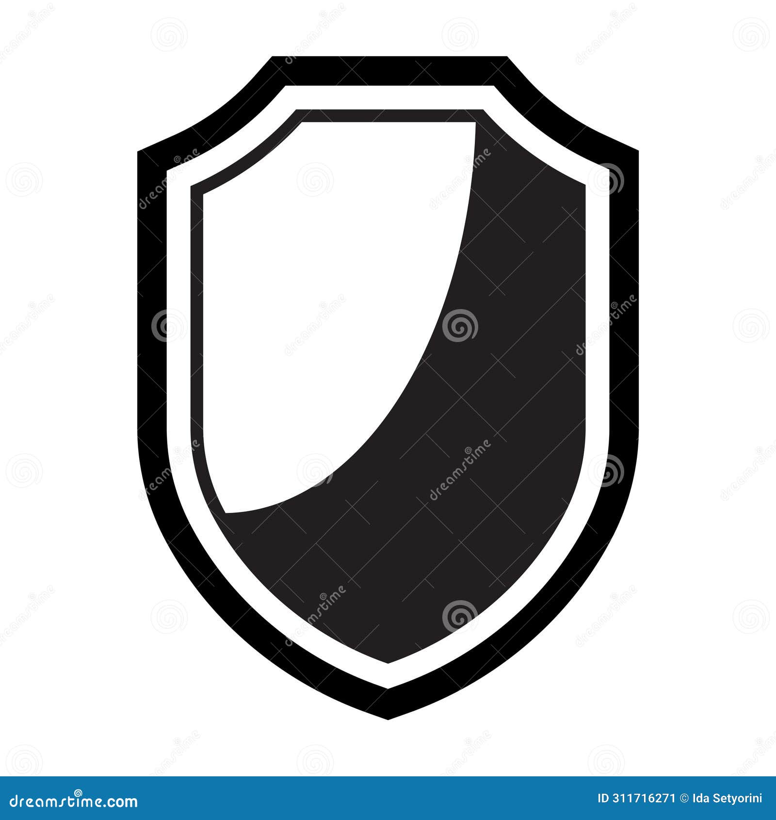 Shield Icon with Curved Shadow Effect Frame Vector Stock Illustration ...