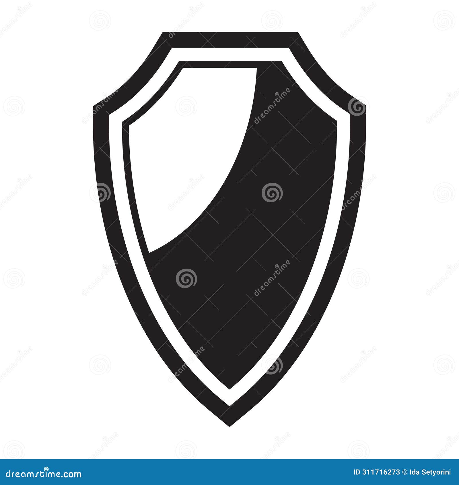Shield Icon with Curved Shadow Effect Frame Vector Stock Illustration ...