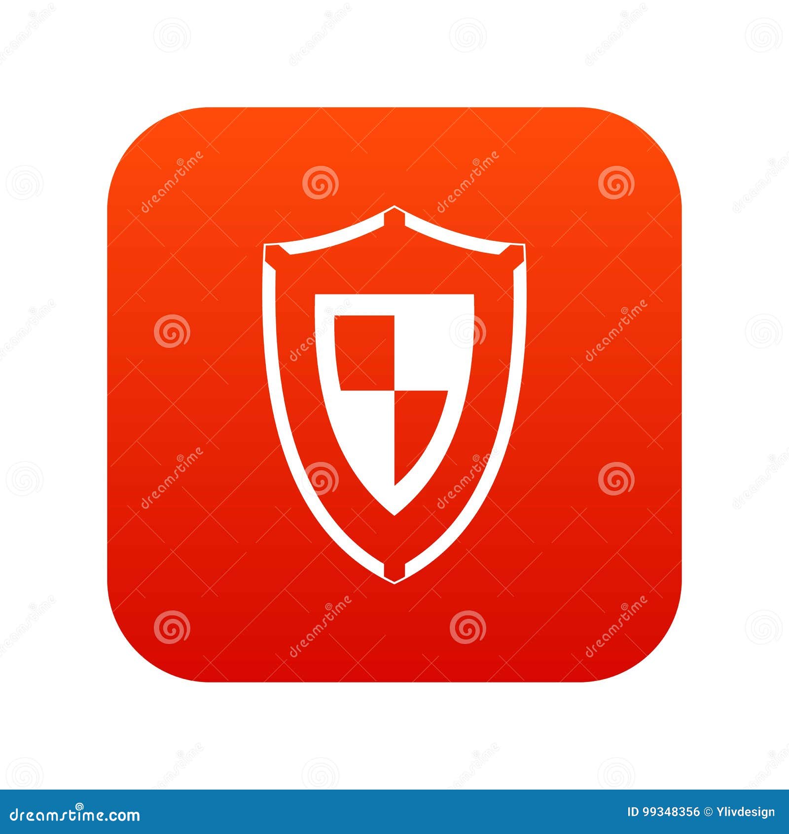Shield icon digital red stock vector. Illustration of armor - 99348356
