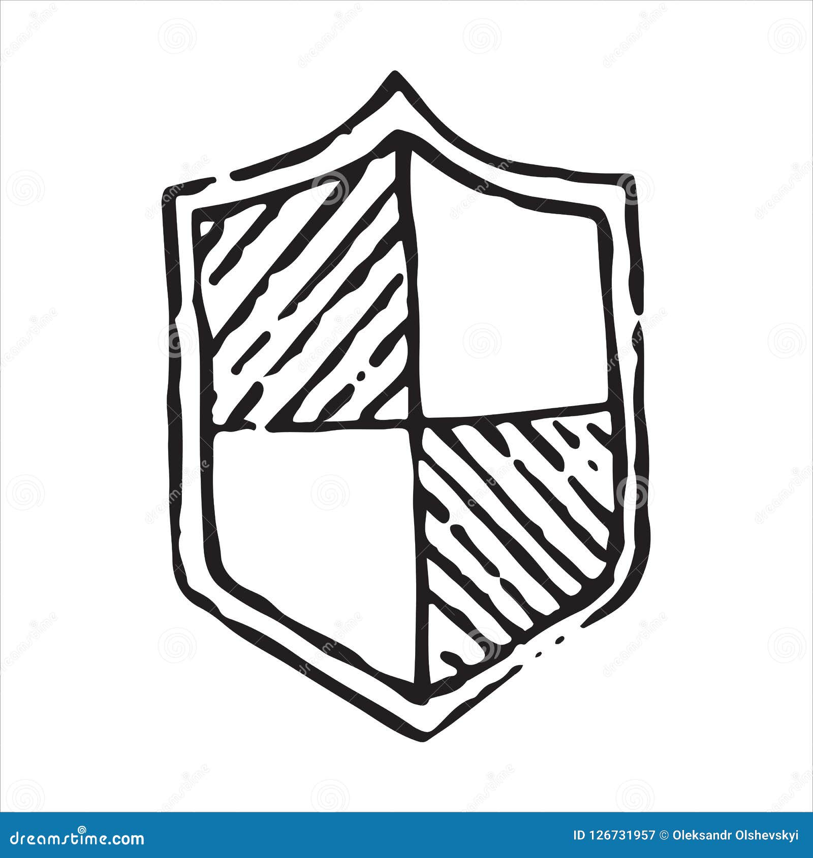 Shield Icon in Doodle Sketch Lines Stock Vector - Illustration of ...